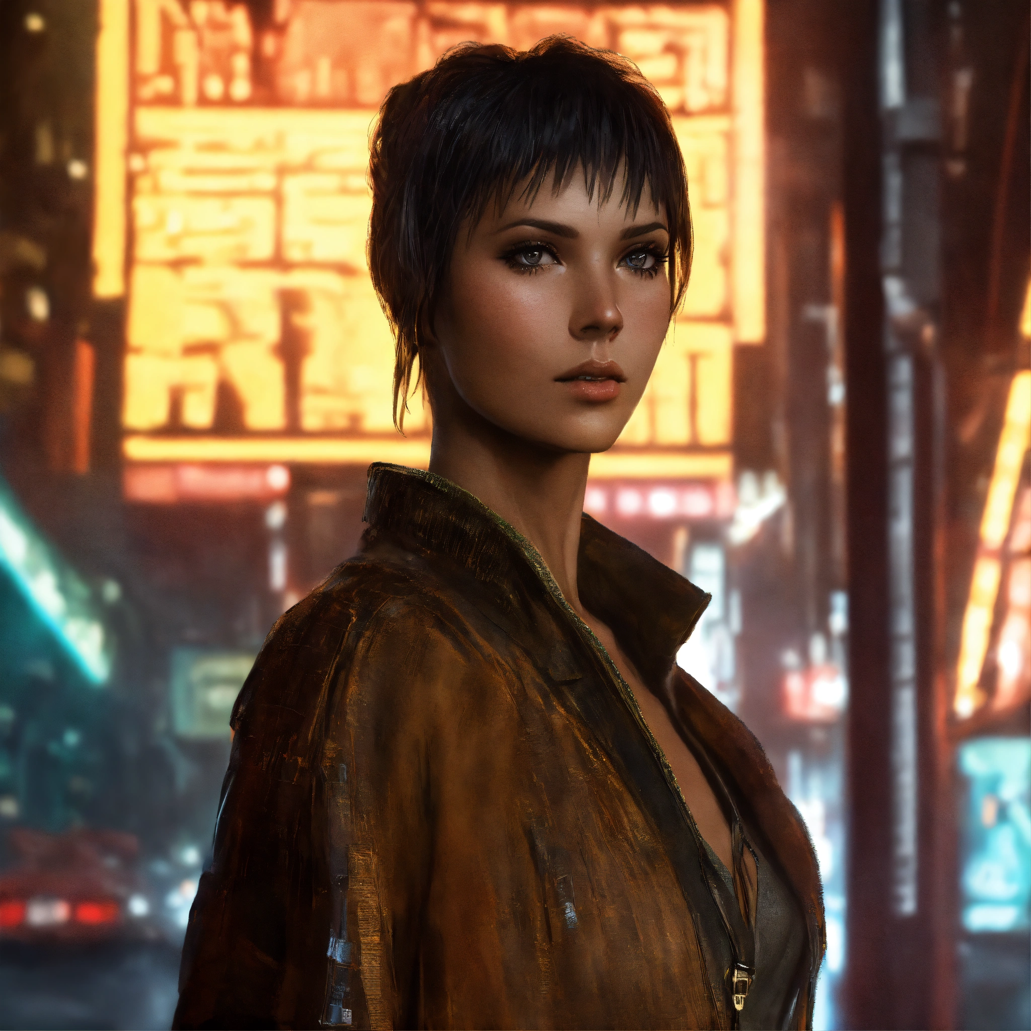 Lexica - A frontal, realistic avatar of female Blade Runner