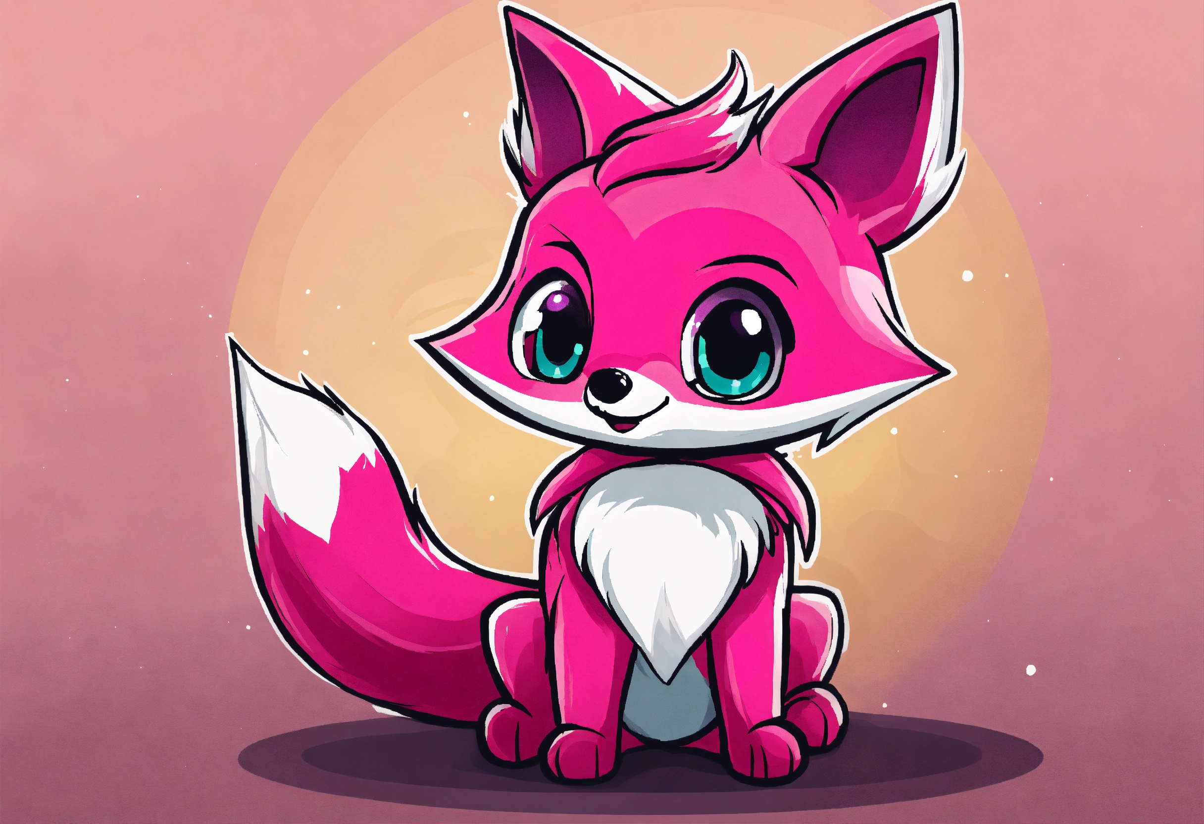 Lexica - Cute sketched pink fox mascot, moshi monsters style