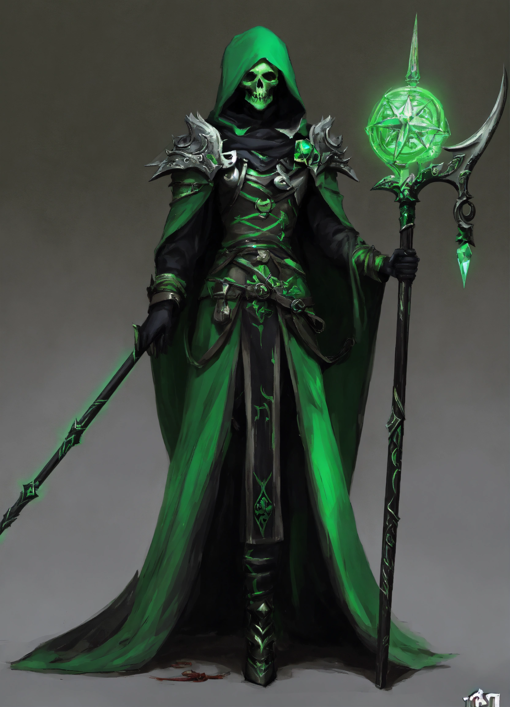 Lexica - Necromancer, green, black, white, staff
