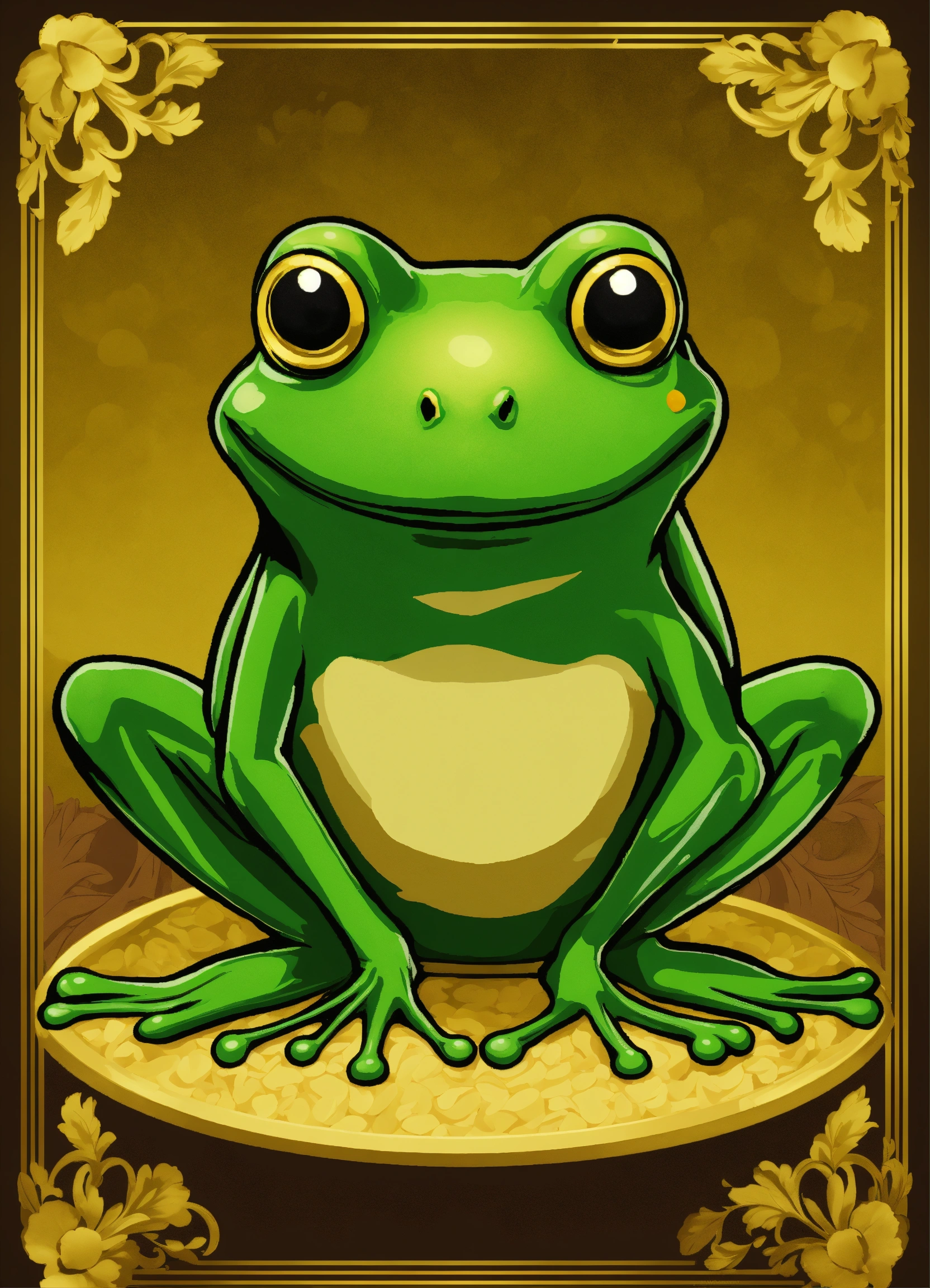 Lexica - A green frog , based on the card "la rana" of the mexican ...