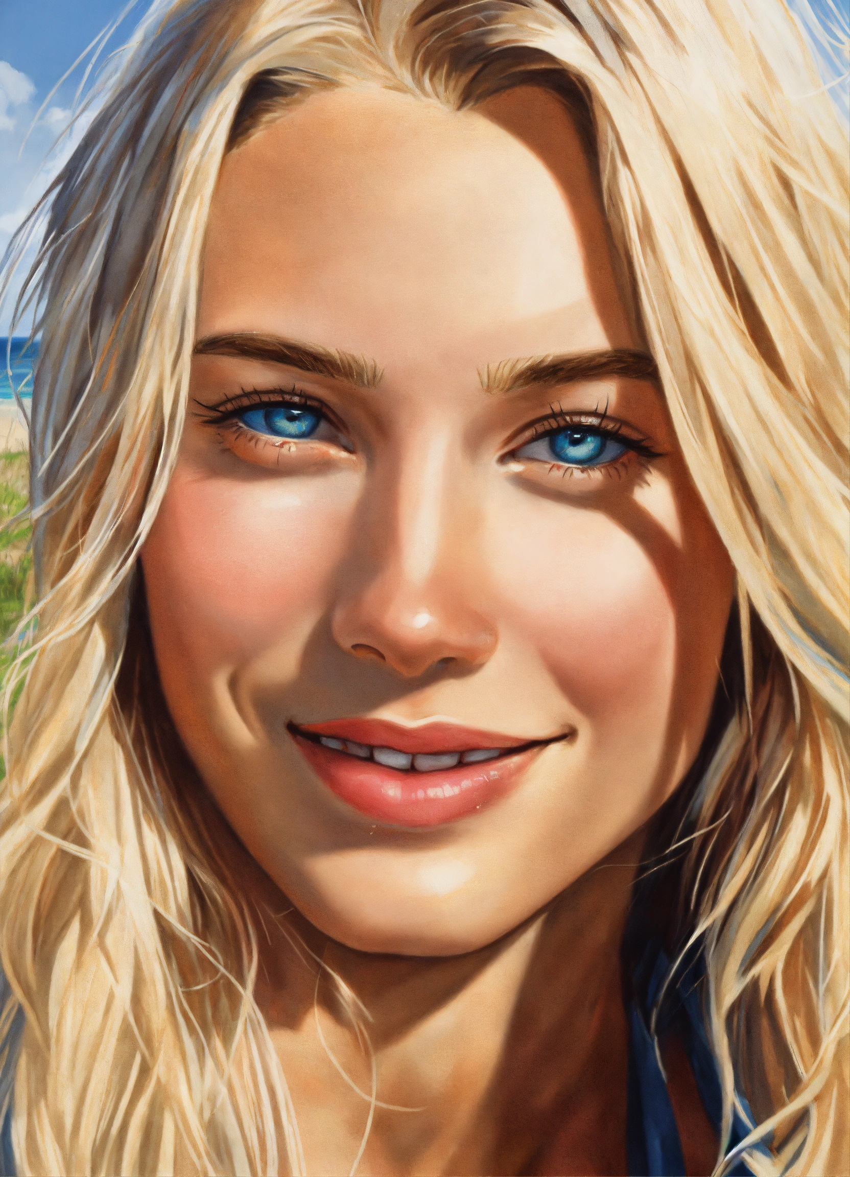 Lexica - Photorealistic drawing, platinum blond girl, long disheveled ...