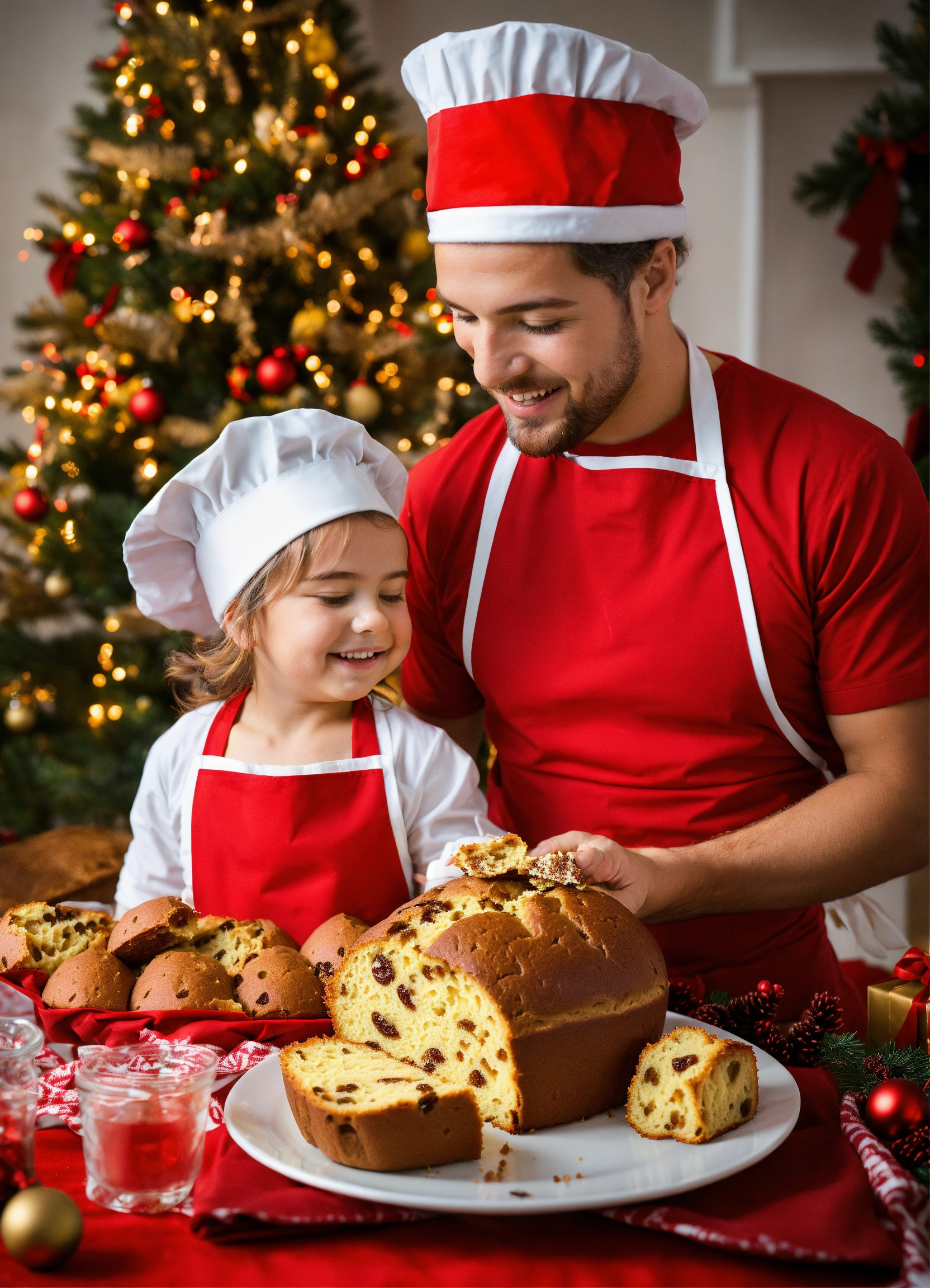 Lexica - Imagine at Christmas, a happy baker, dressed in a red t-shirt ...
