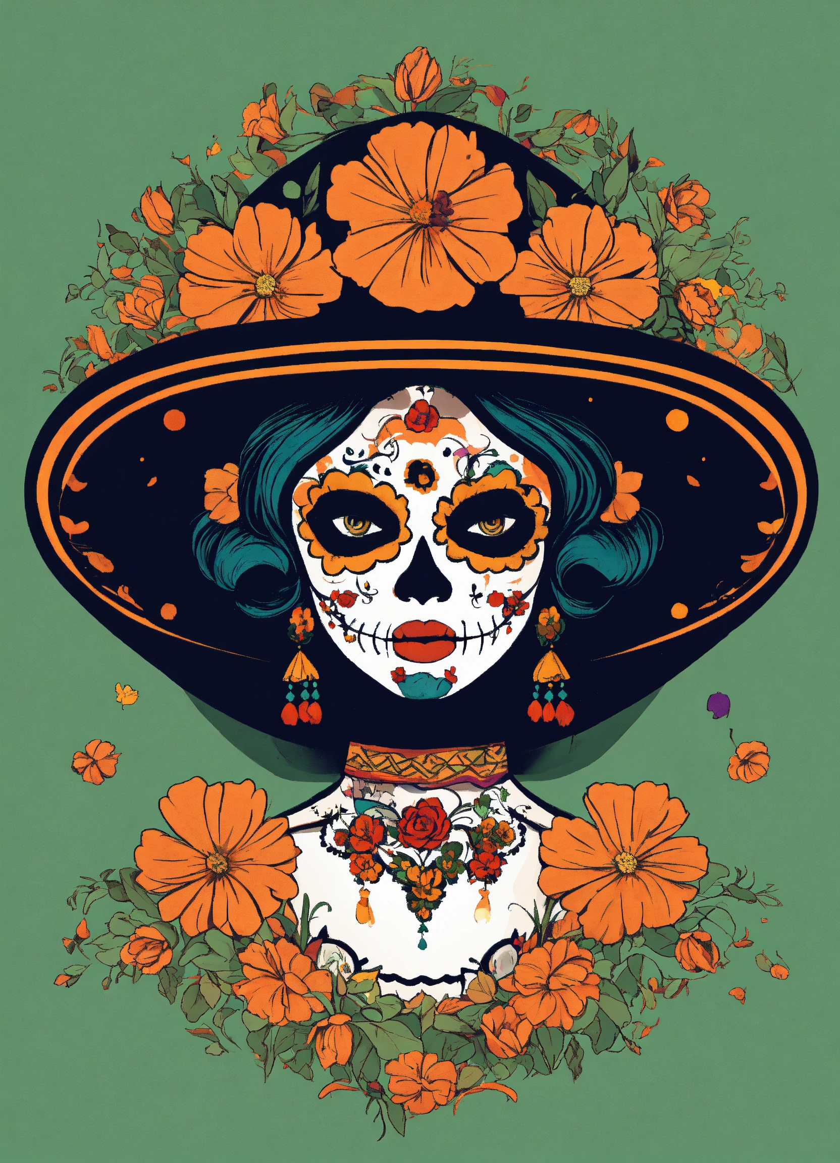 Lexica - An underground style logo of a Mexican catrina, need have ...