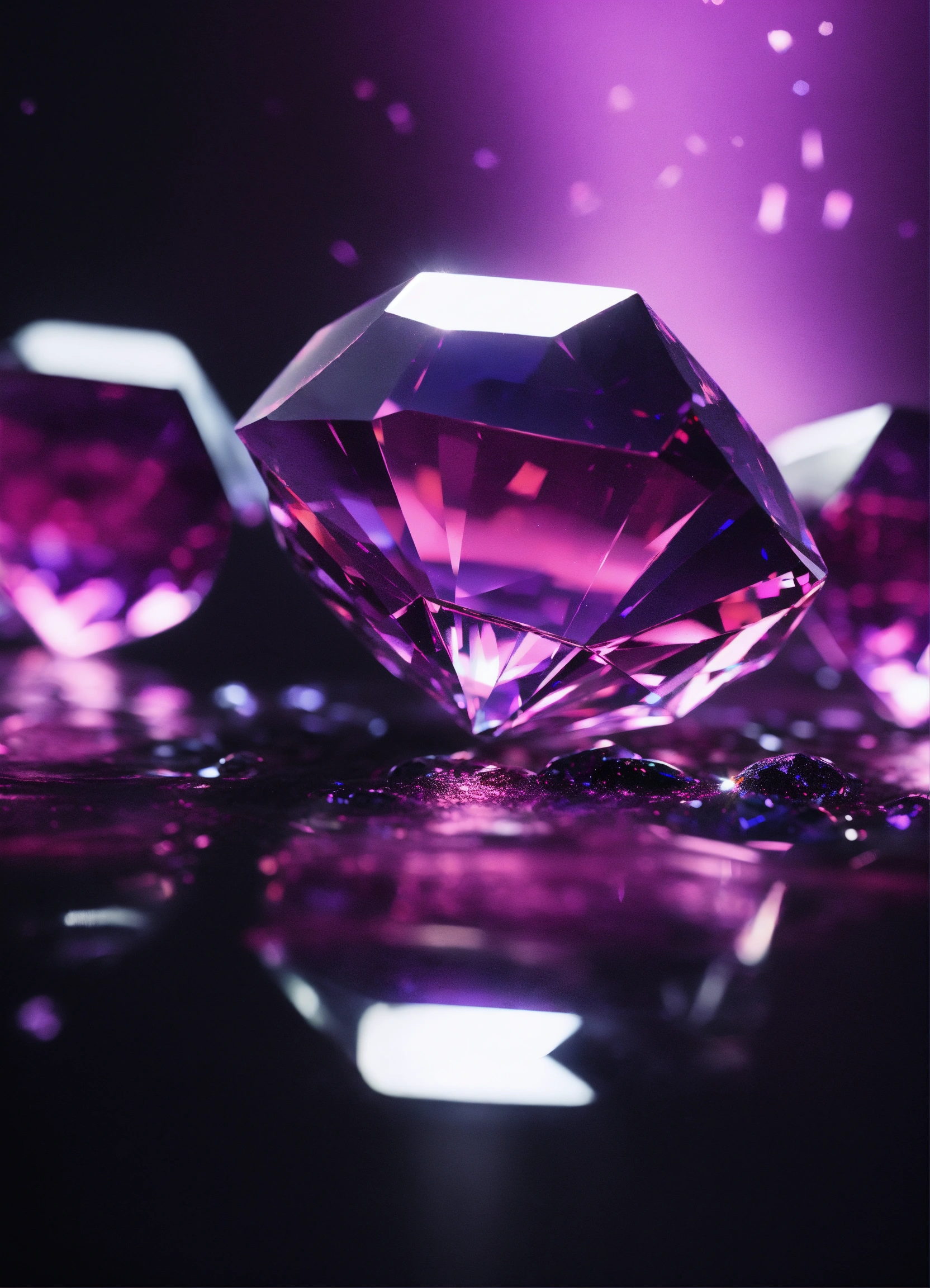 Lexica - Hyper realistic purple opaque sparkling crystals in air with ...
