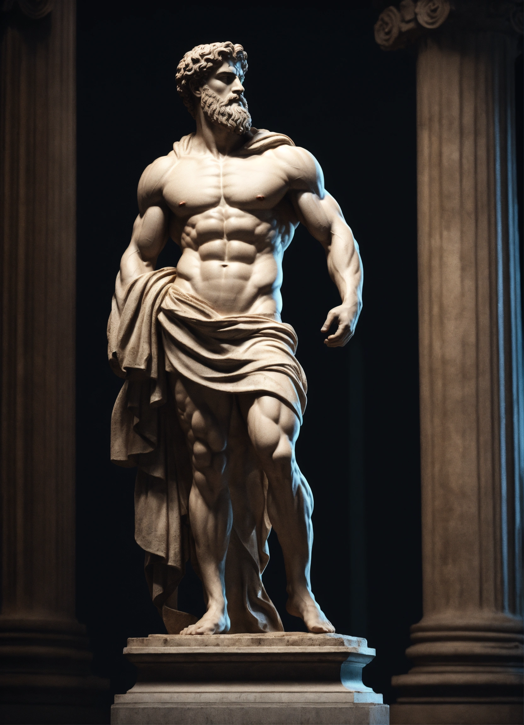 Lexica - Stoic greek statue with very muscular body in profile, strong ...