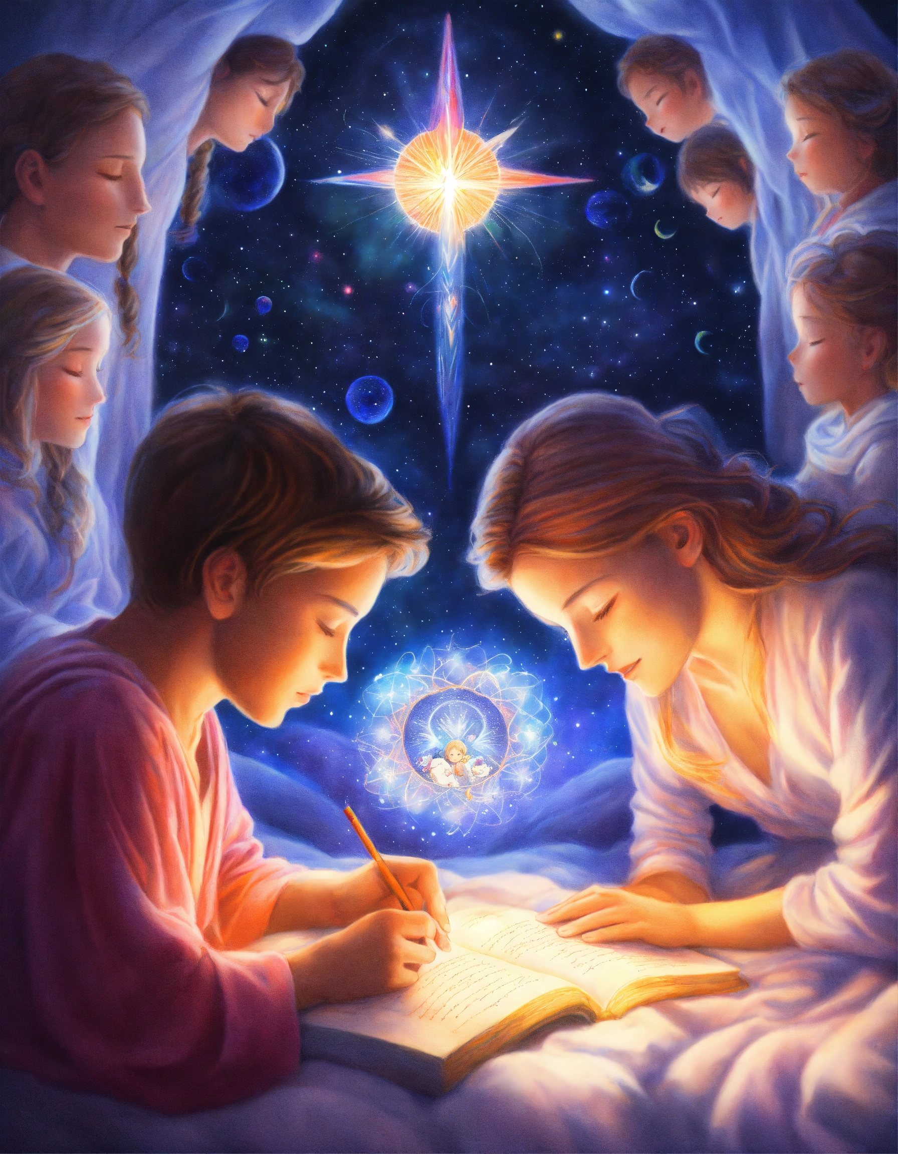 Lexica - Beautifull colored pencil drawing of many ascended masters and ...