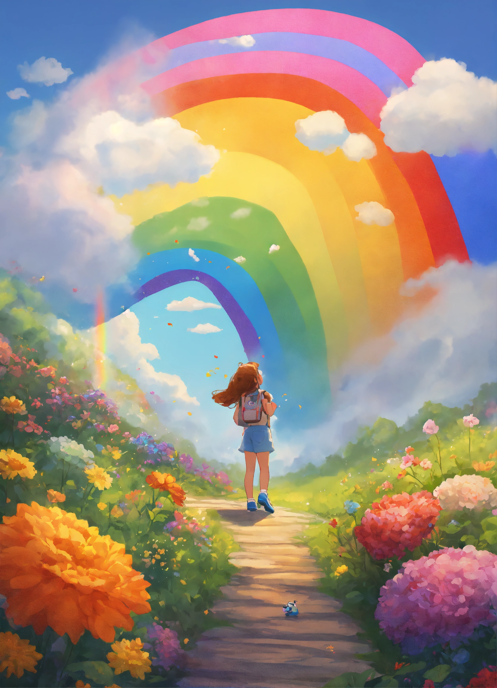 Lexica - Create a cloud cartoon person, barfing a rainbow with rainbow ...
