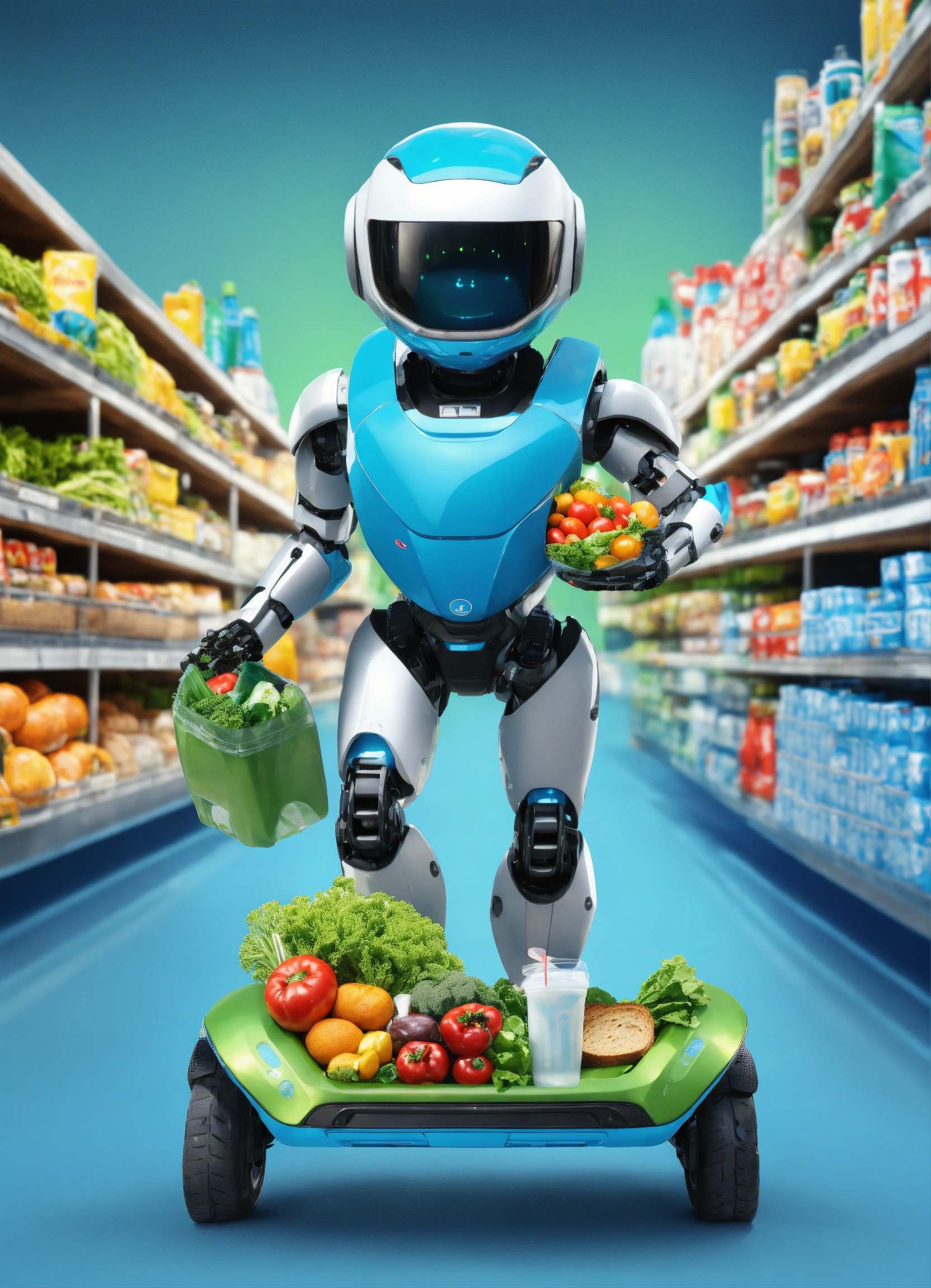 Lexica - A passionate male robot on hoverboard, realistic man face ...