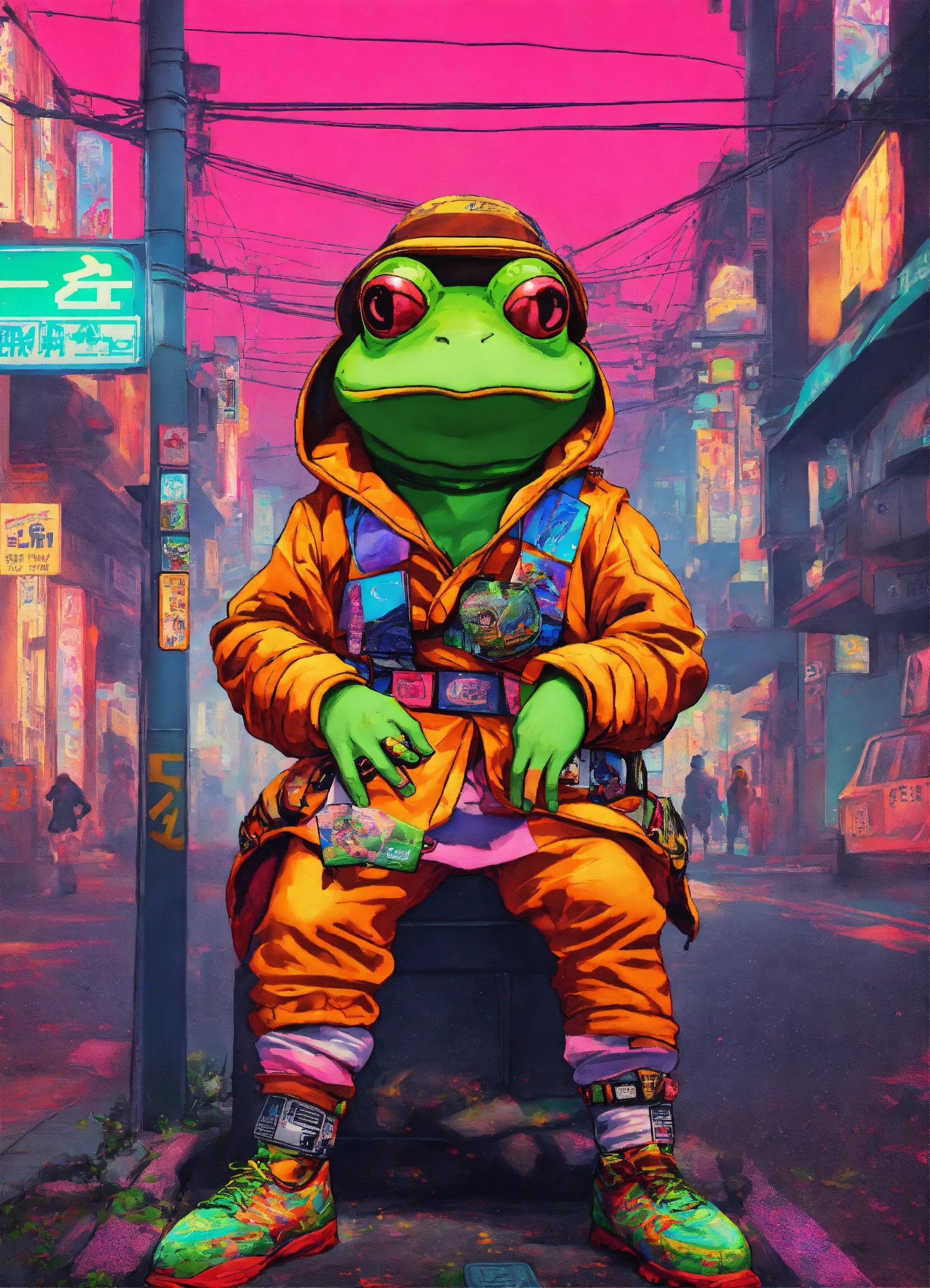 Lexica - Photorealistic Tokyo Street Fashion Shoot of Toad as a Samuri ...
