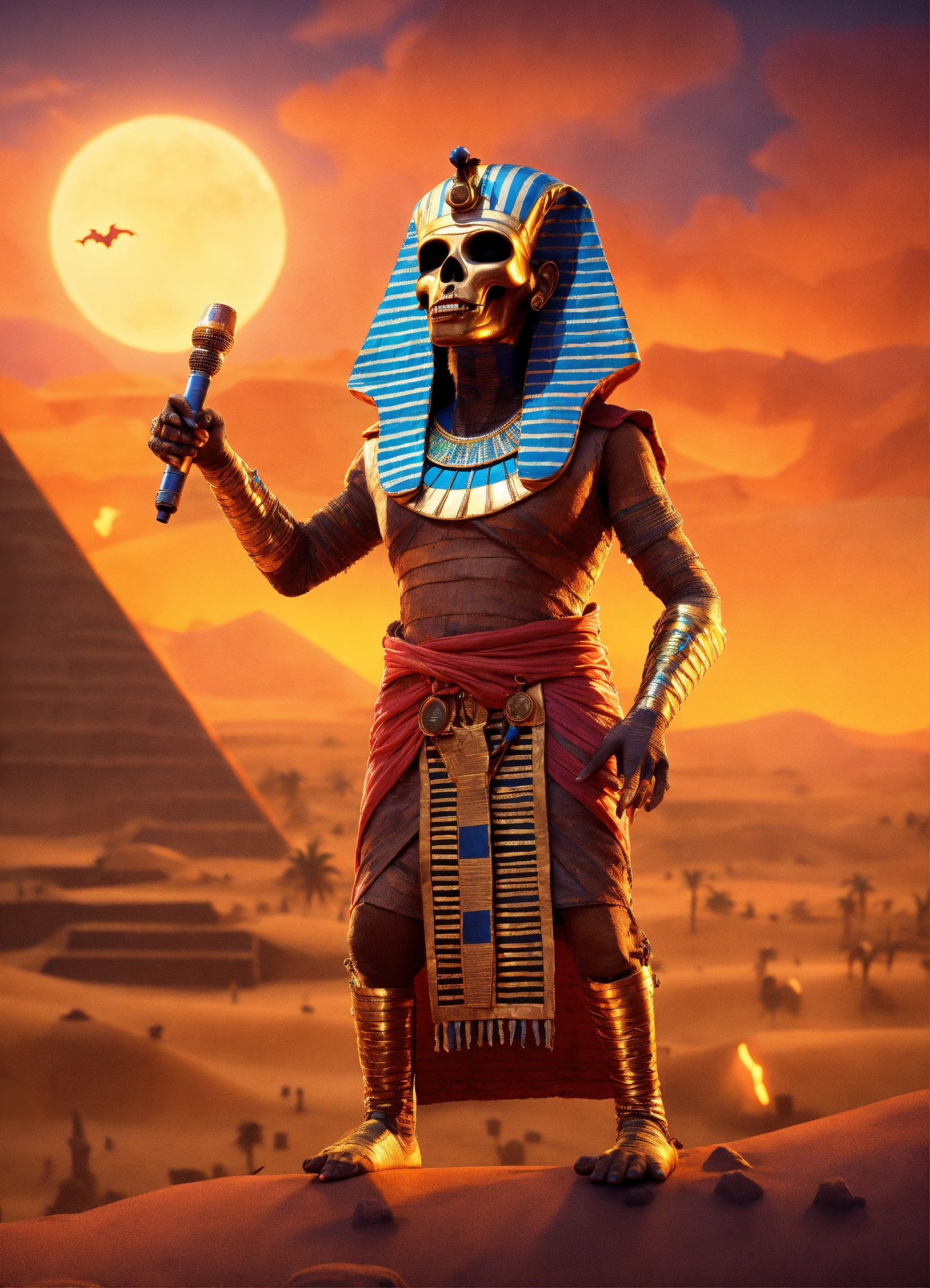 Lexica - An old egyptian mummy singing rap music, dressed like a raper ...