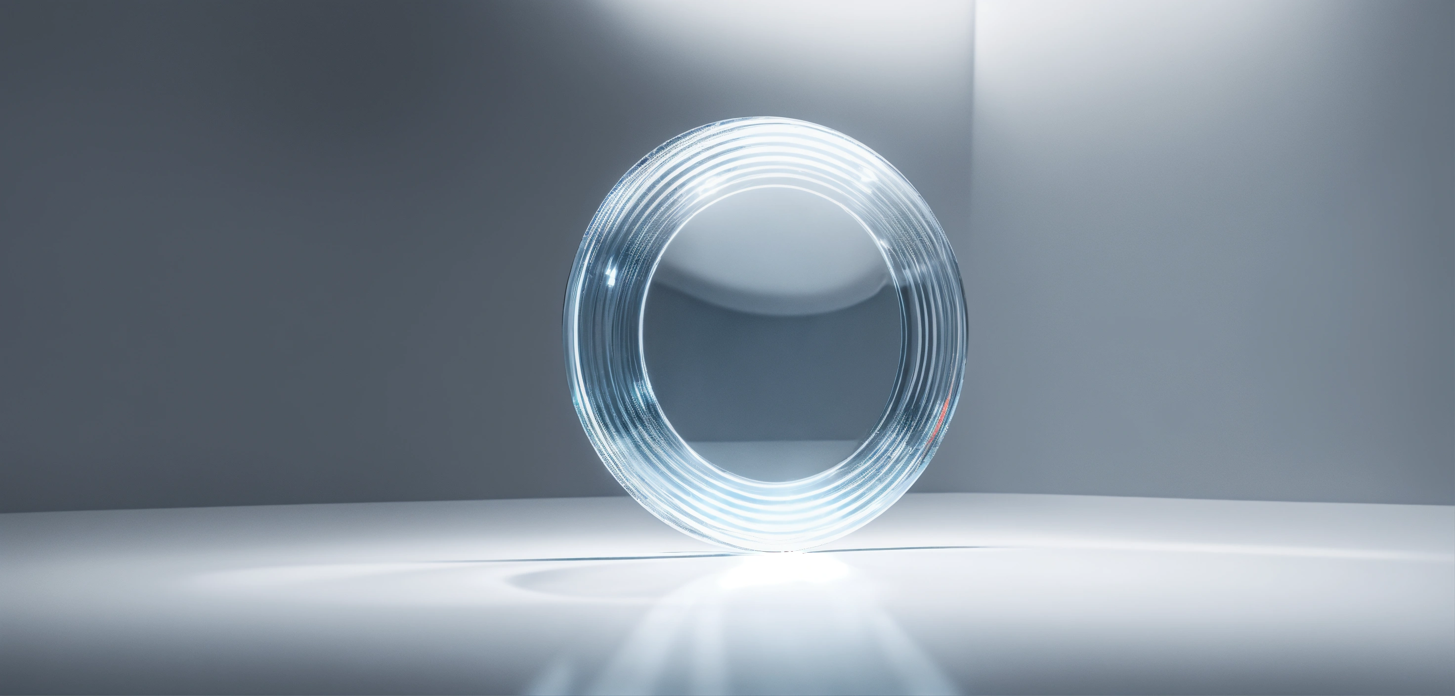Lexica - Ultra thin glass circle, seen from a side angle with a rotated ...
