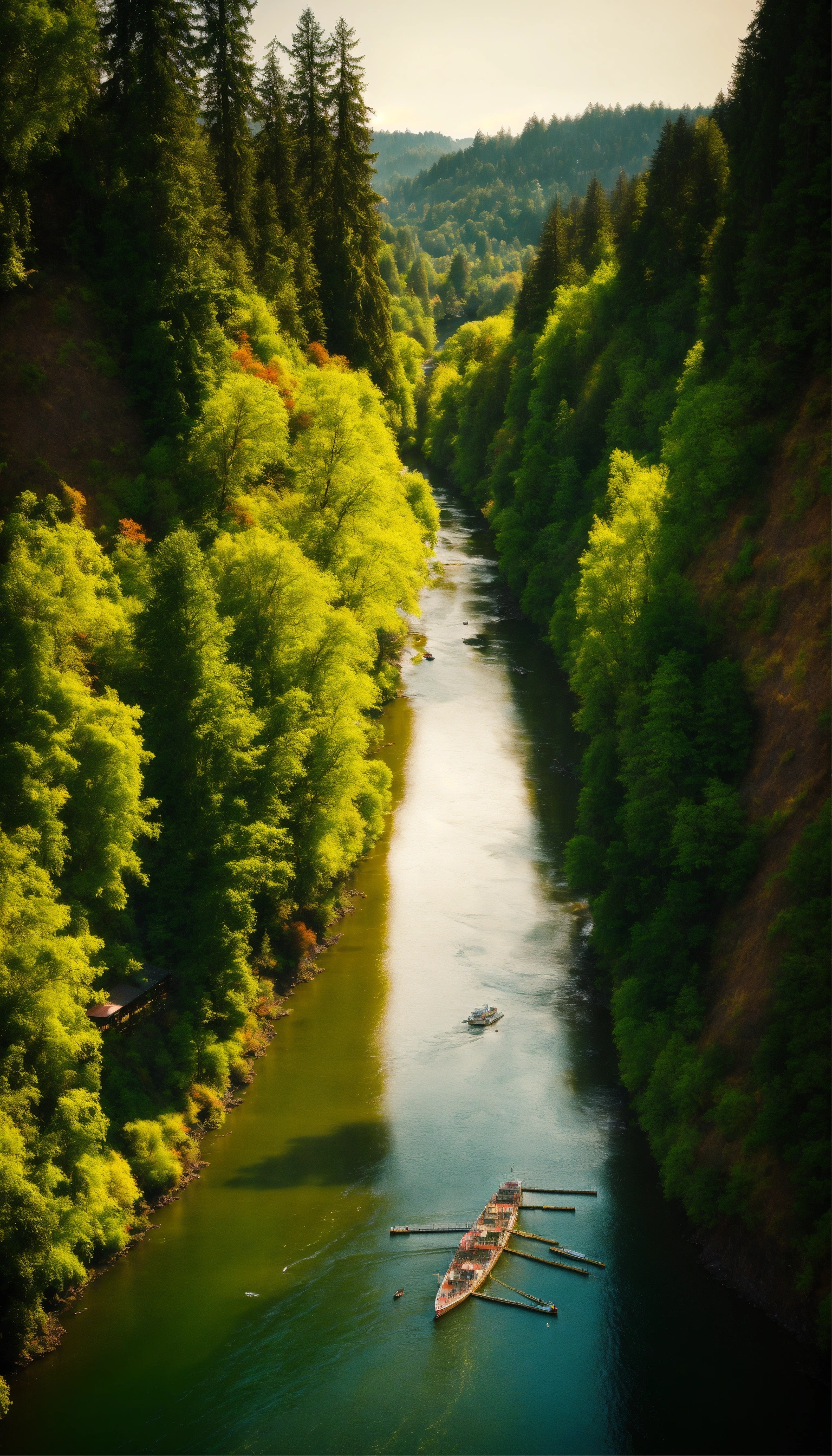 Lexica - Willamette River Oregon, tilt-shift style, ultra high ...