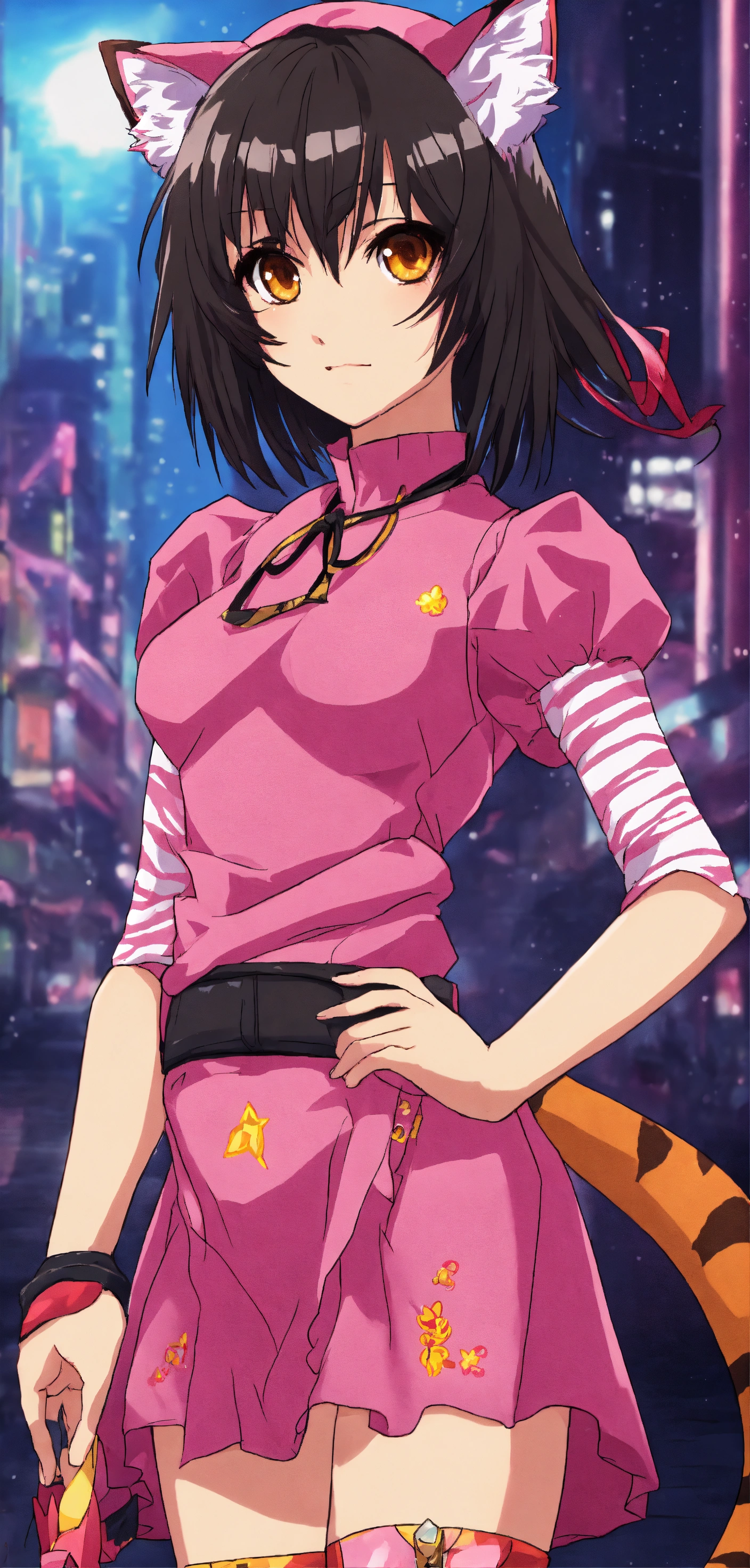 Lexica - Tiger Magical girl with black hair emo style and Brown eyes in ...