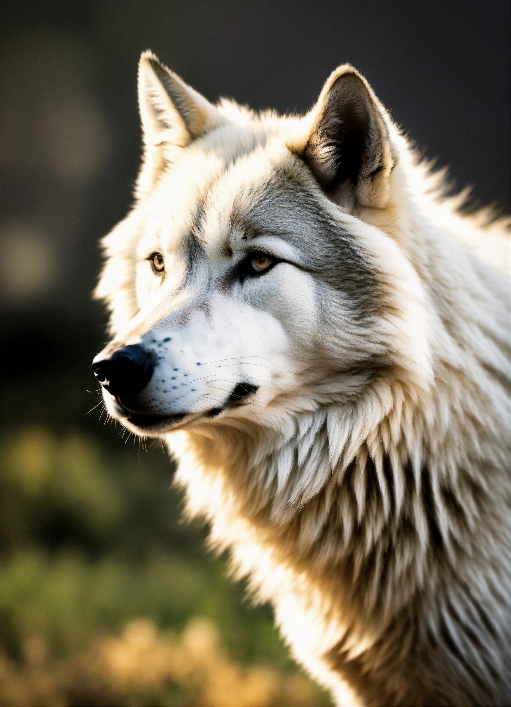 Lexica - A white wolf with a black spot that fades out on all sides ...