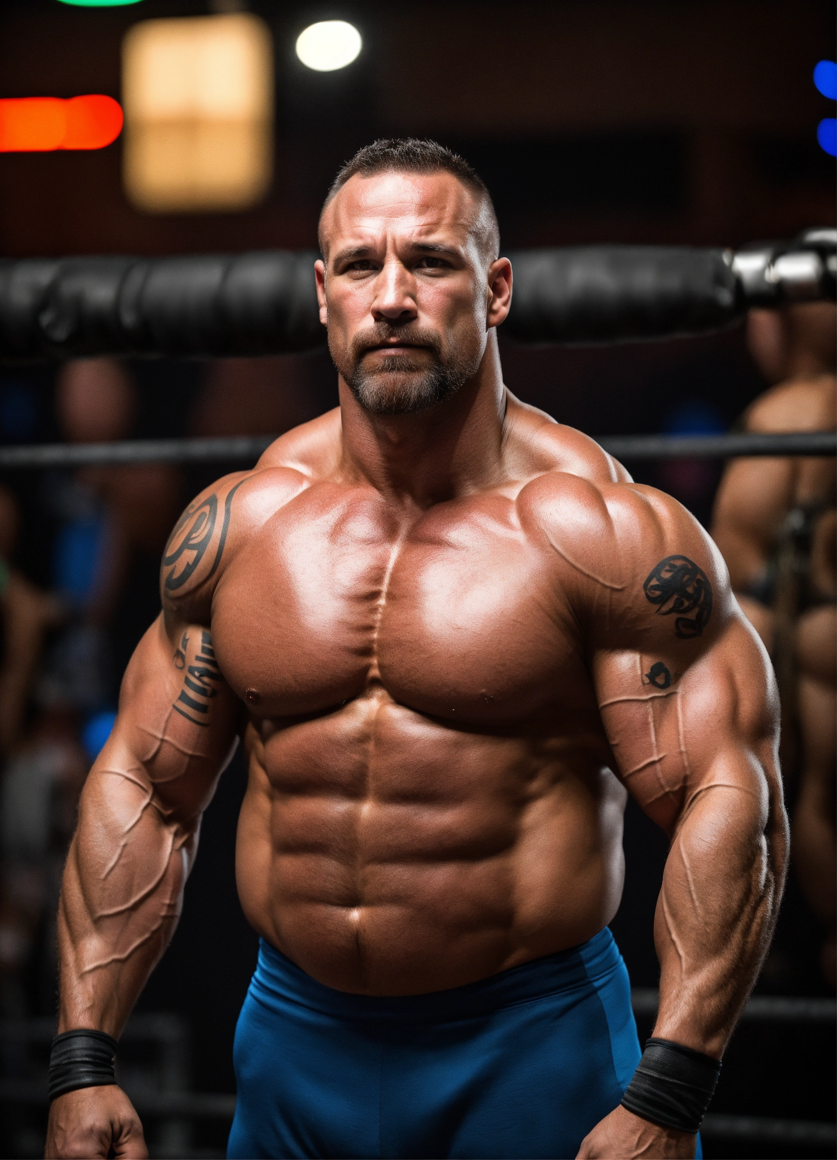 Lexica - 40-year-old wrestler with big muscles, bodybuilder