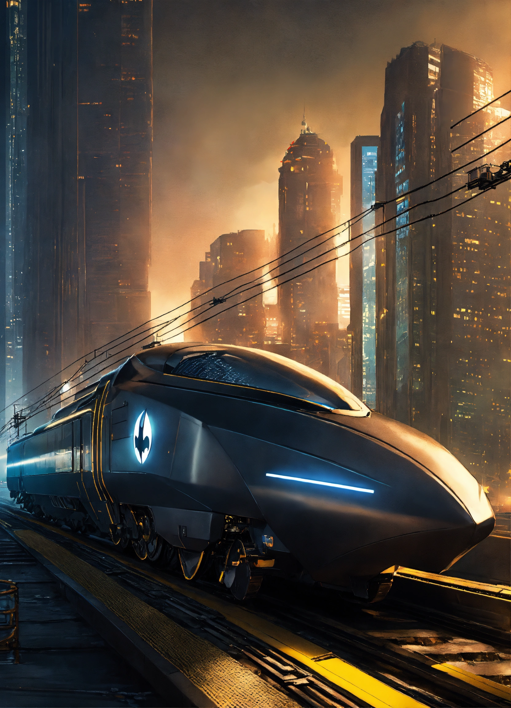 Lexica - Design a sleek and high-tech train for Batman. Ensure it ...
