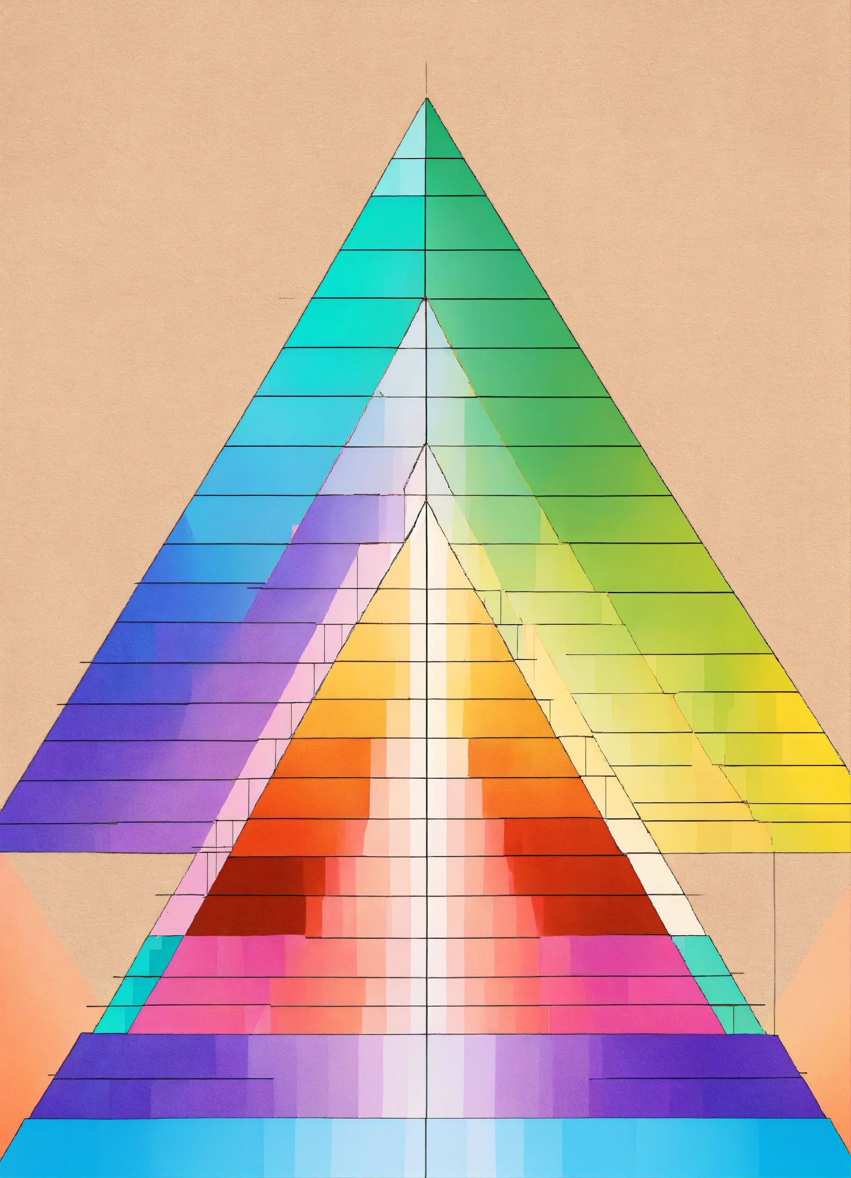 Lexica - A pencil illustration of a pyramid, split in 5 rows, each row ...