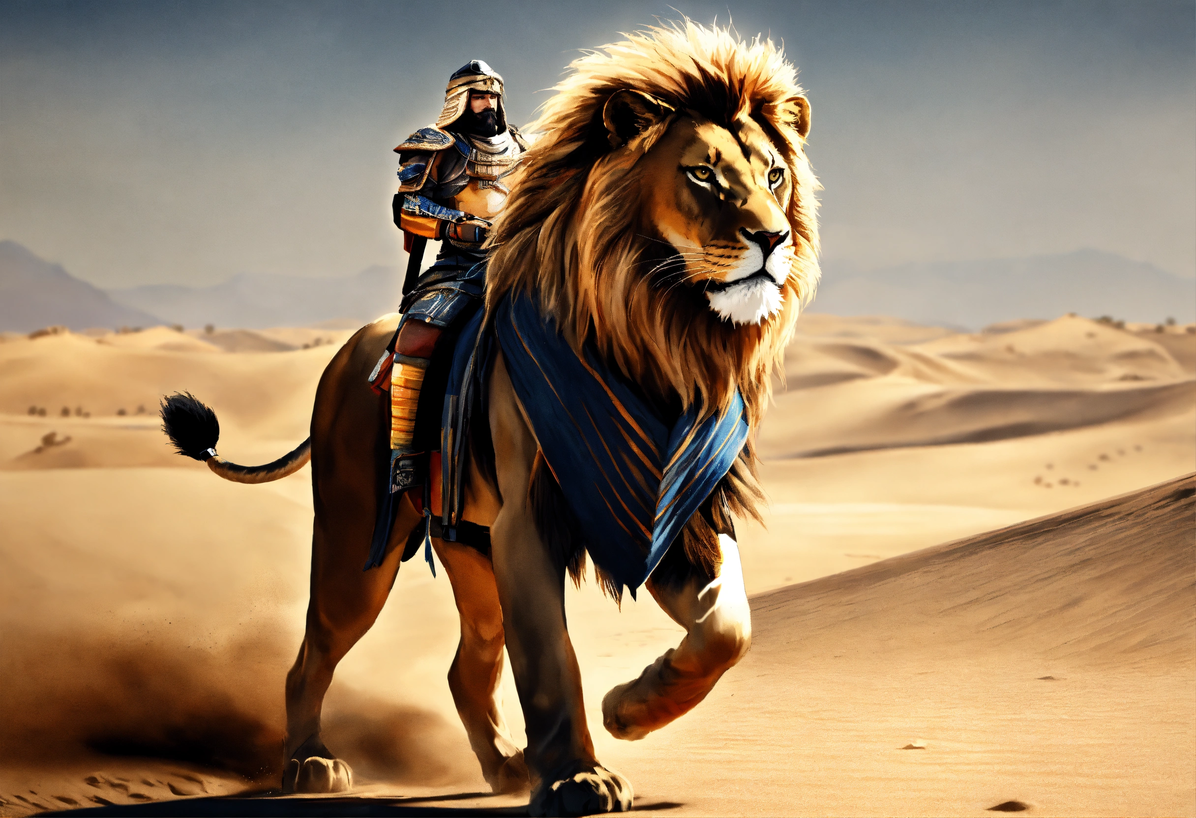 Lexica - Lion ronin. Desert sands. Hyper realistic.