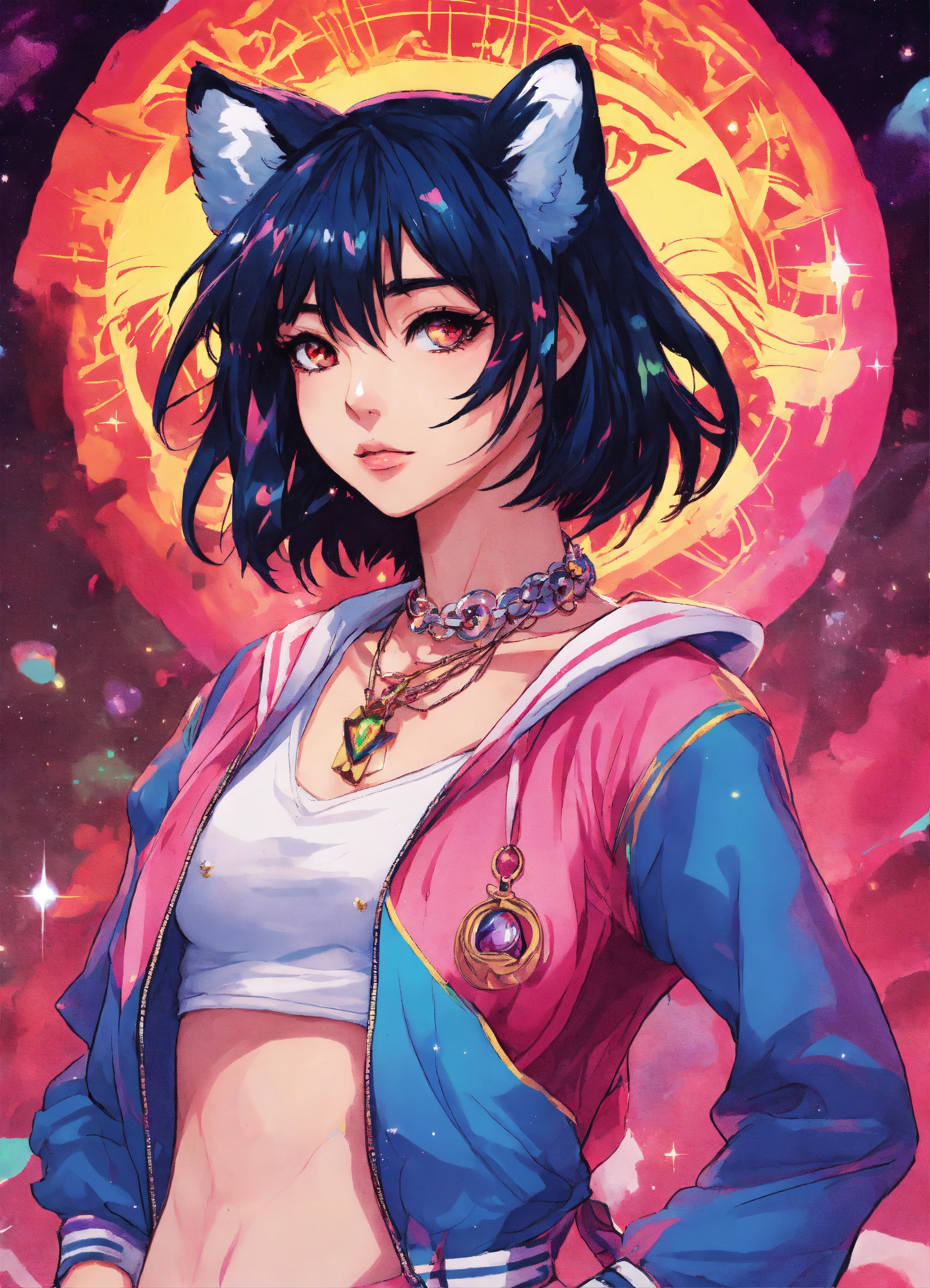 Lexica - A transgender Magical girl with emo cut black hair, streak in ...