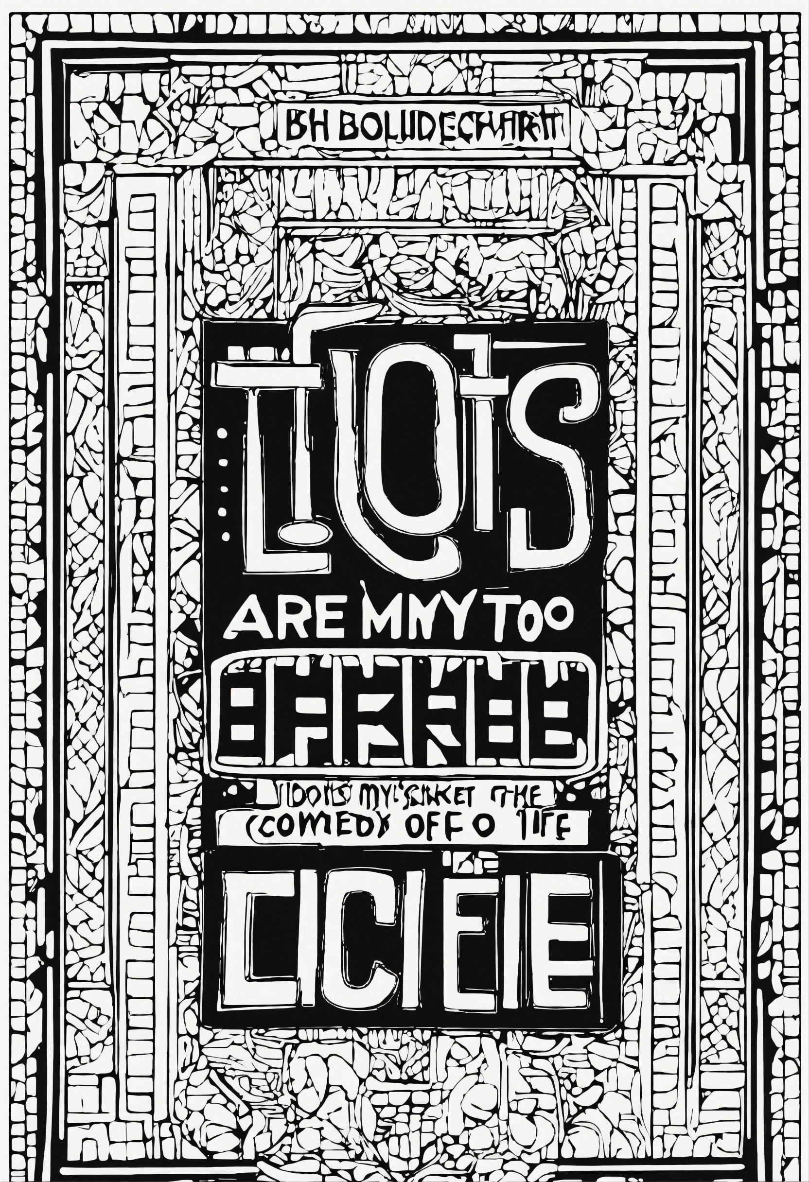 Lexica - Coloring page for adults, bold lines, dark lines, sign with a ...