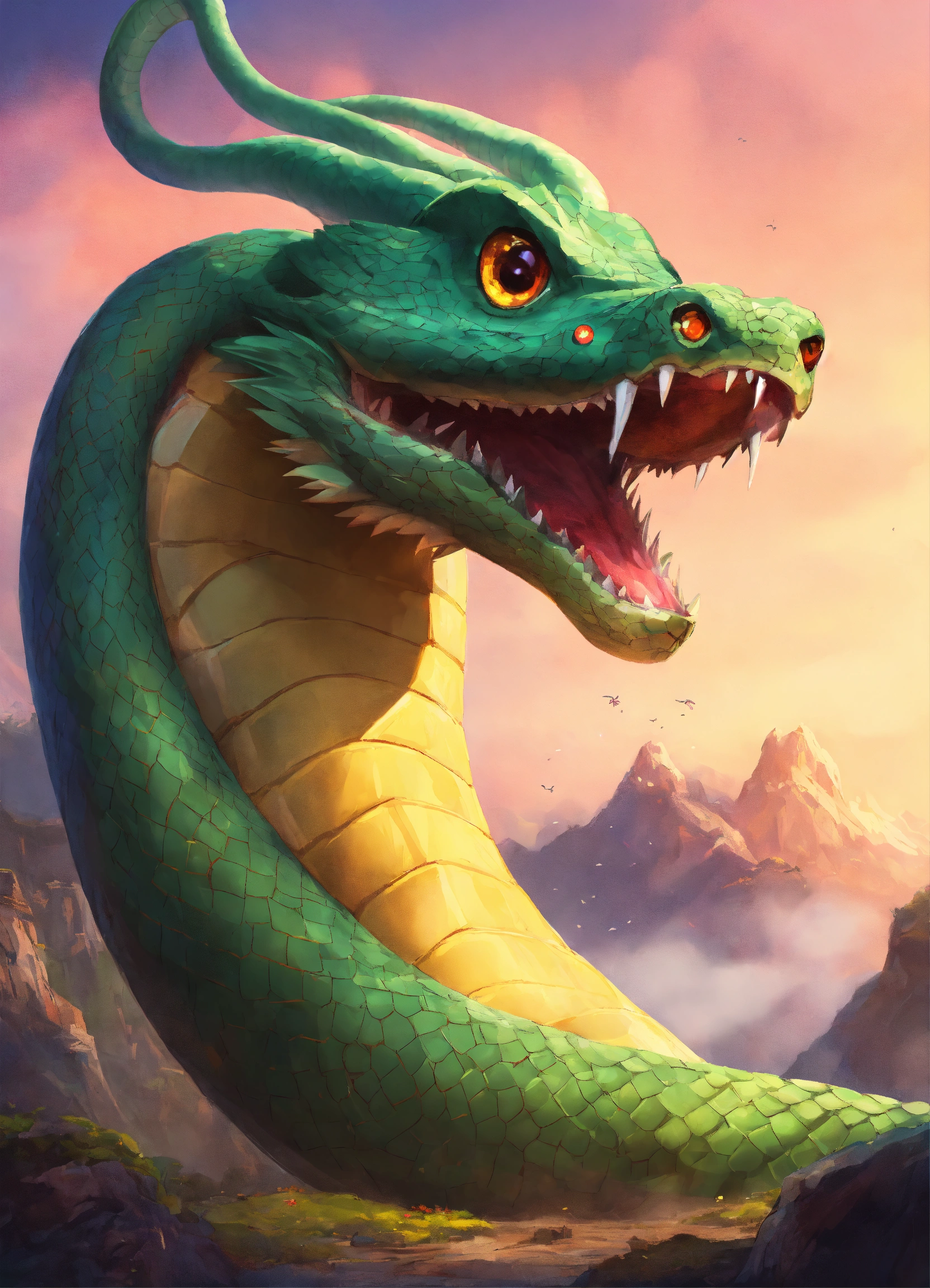 Lexica - A giant serpent with adorable chibi eyes and a second eye on ...