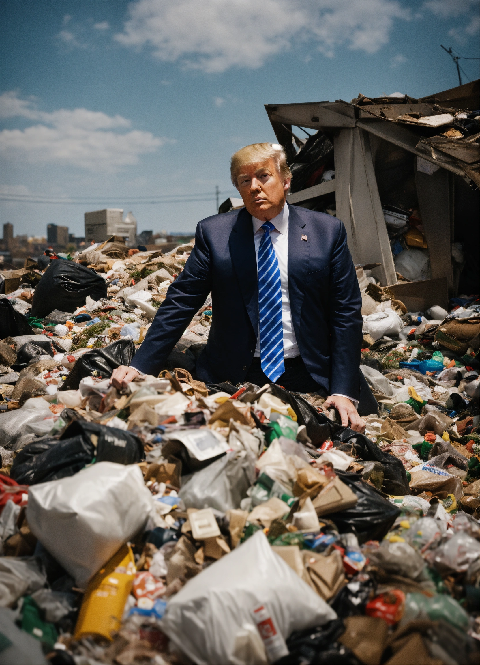 Lexica - Donald trump lying on pile of garbage, unreal engine, cozy ...