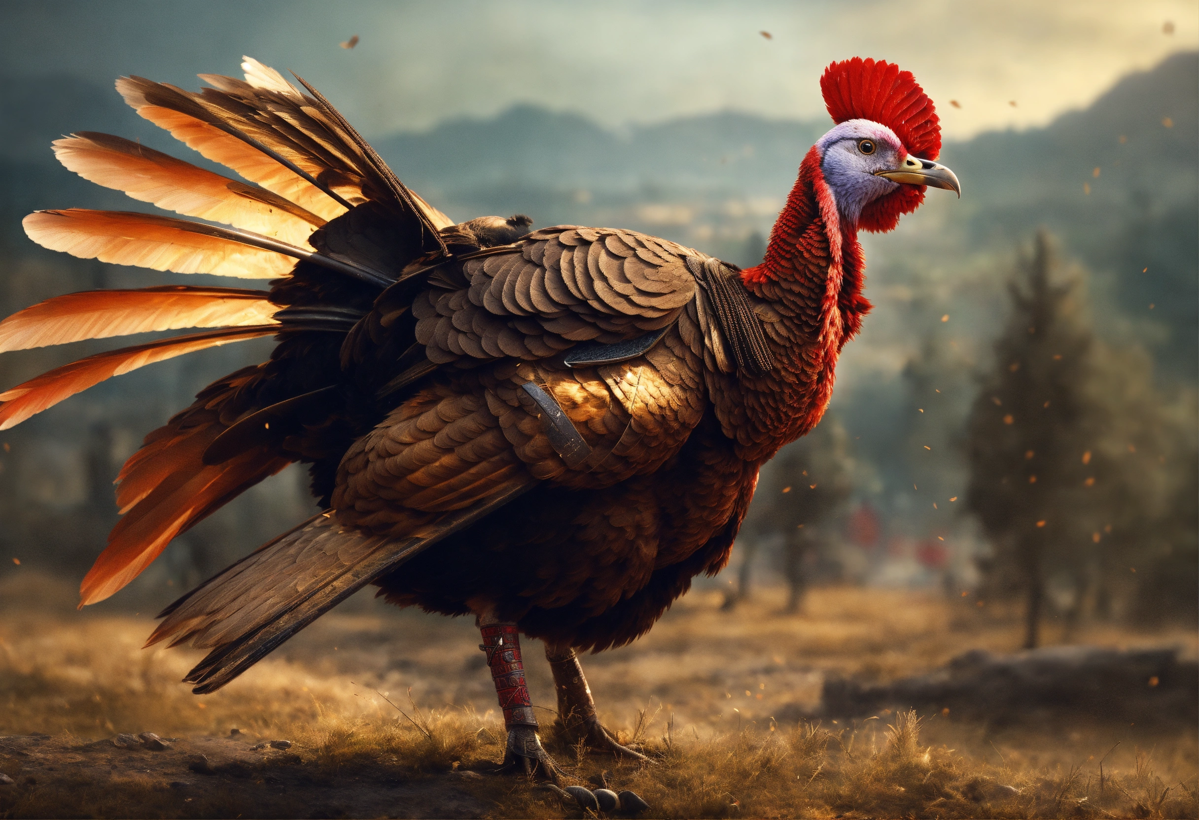 Lexica - Turkey bird samurai. battlefield. hyper realistic.