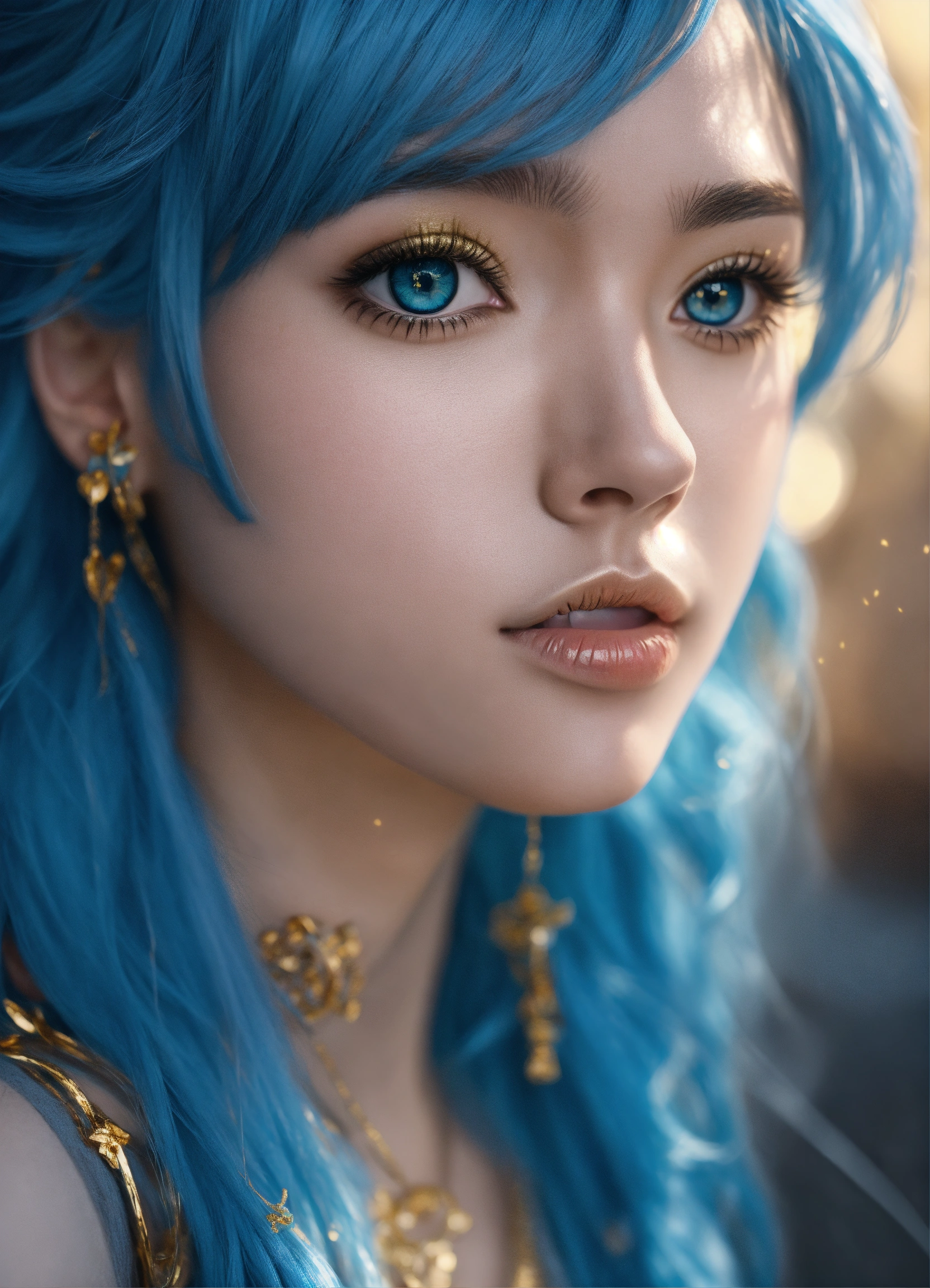 Lexica - Portrait of an anime character, hyper realistic, blue hair ...