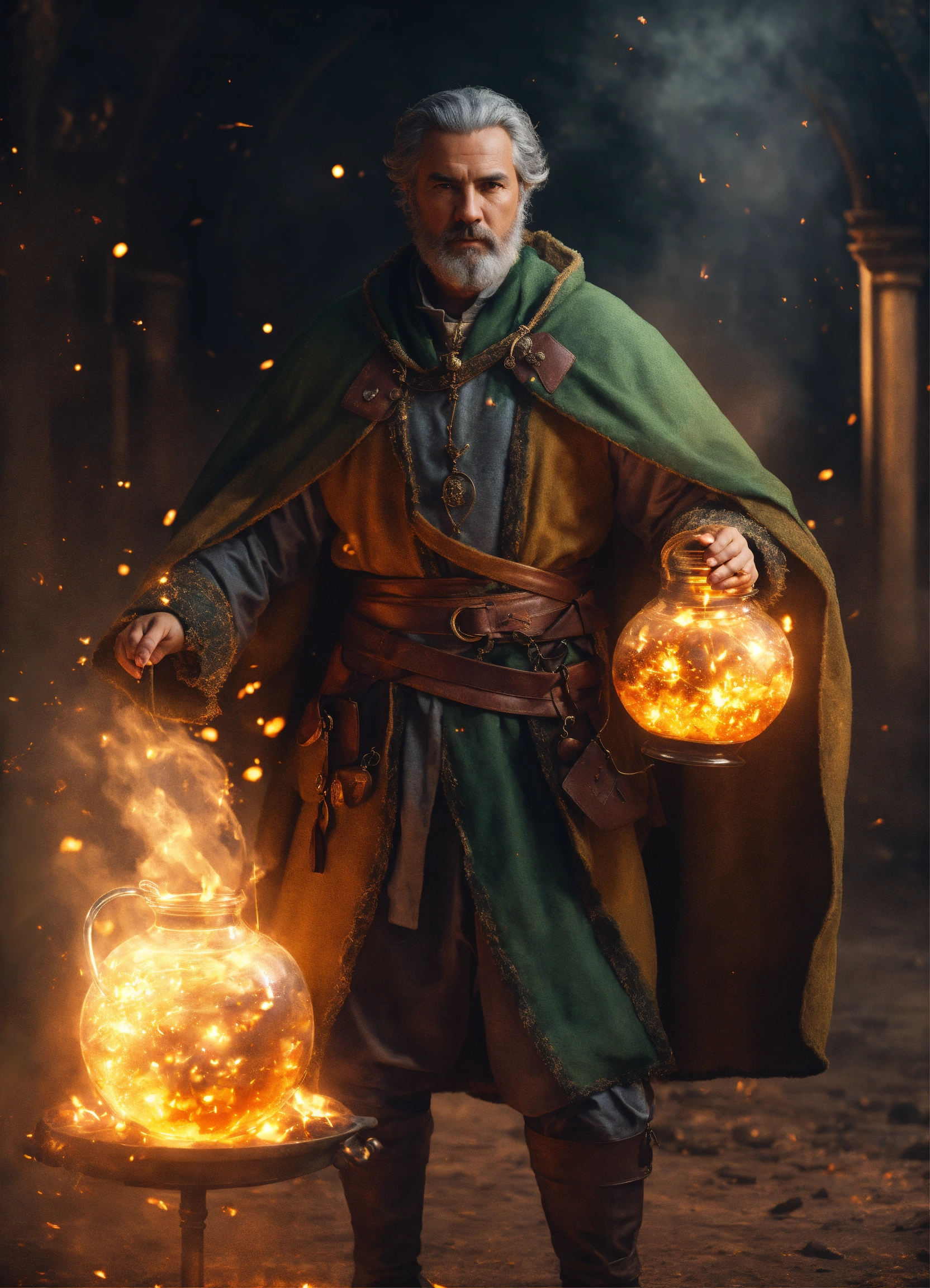 Lexica - A realistic full body portrait of a medival male sage, magic ...