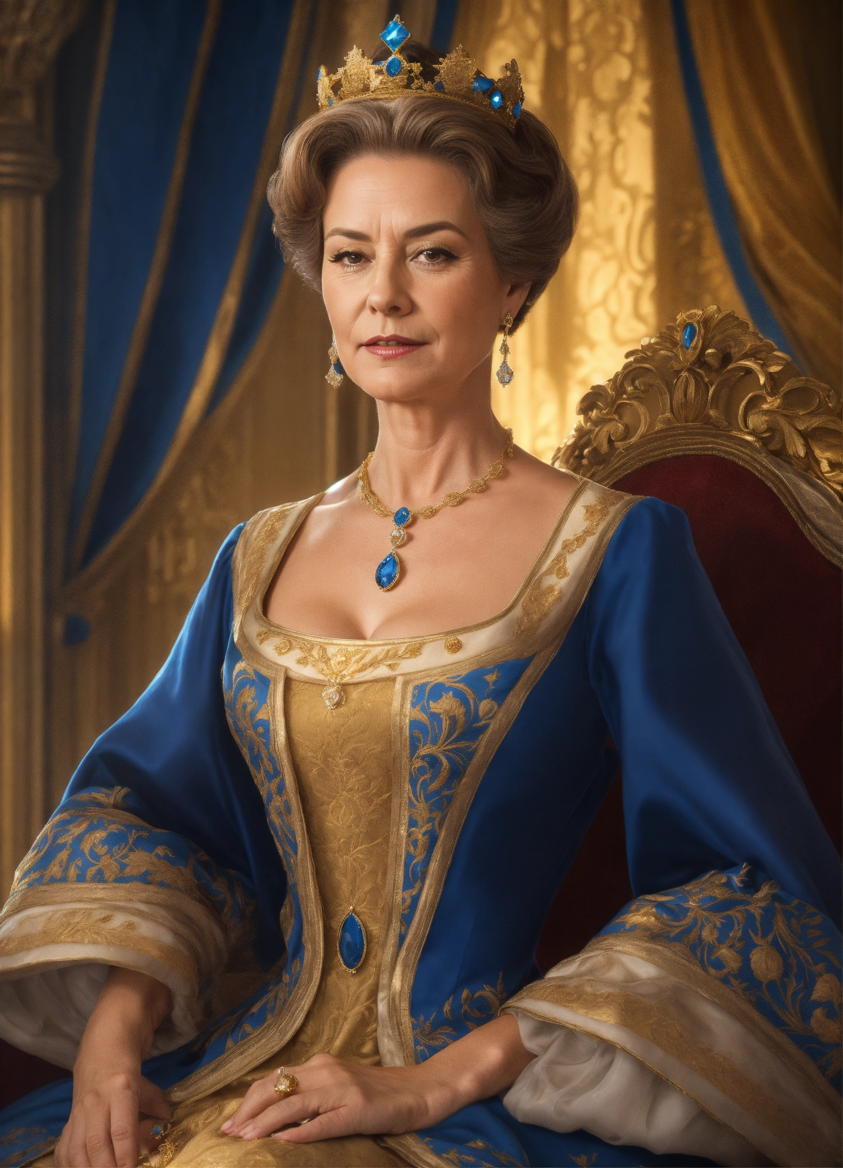 Lexica - Realistic, an elderly queen, 48 years old, full body, light ...