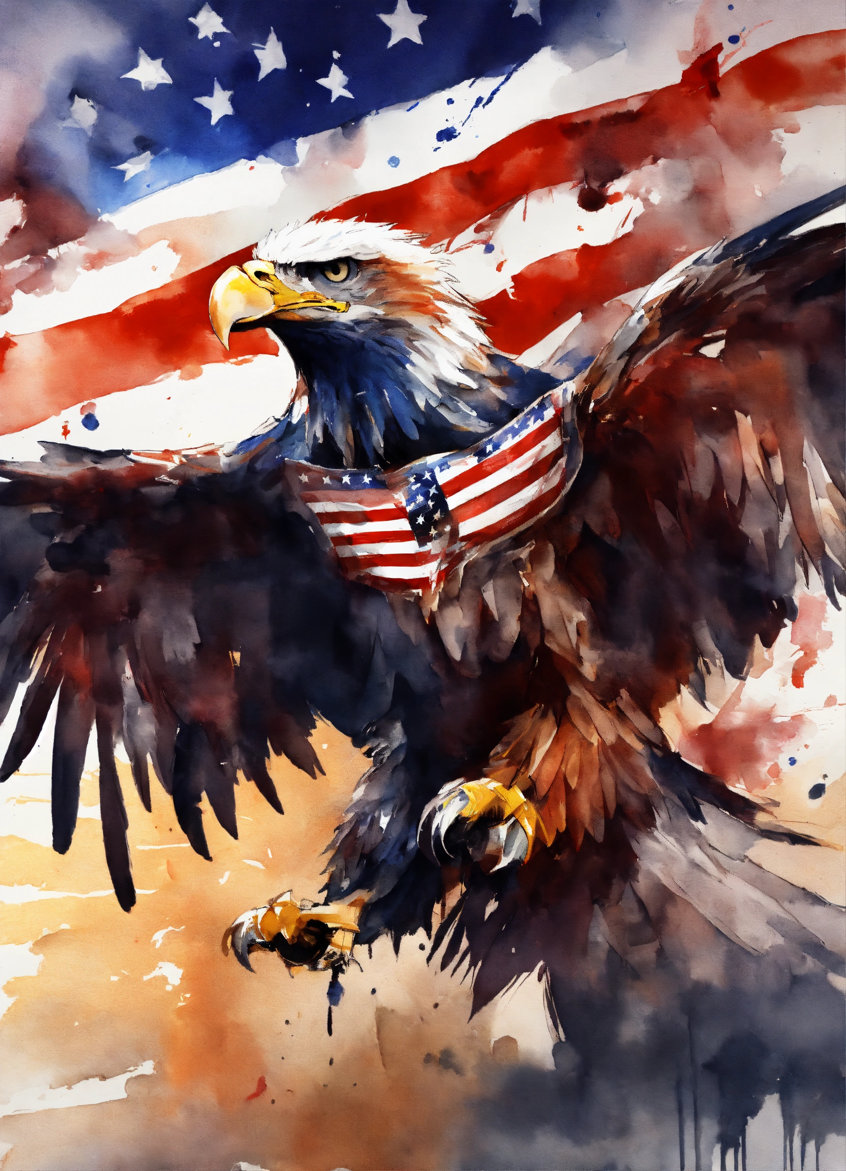 Lexica - Angry American flag eagle flying in brutal terminator costume ...