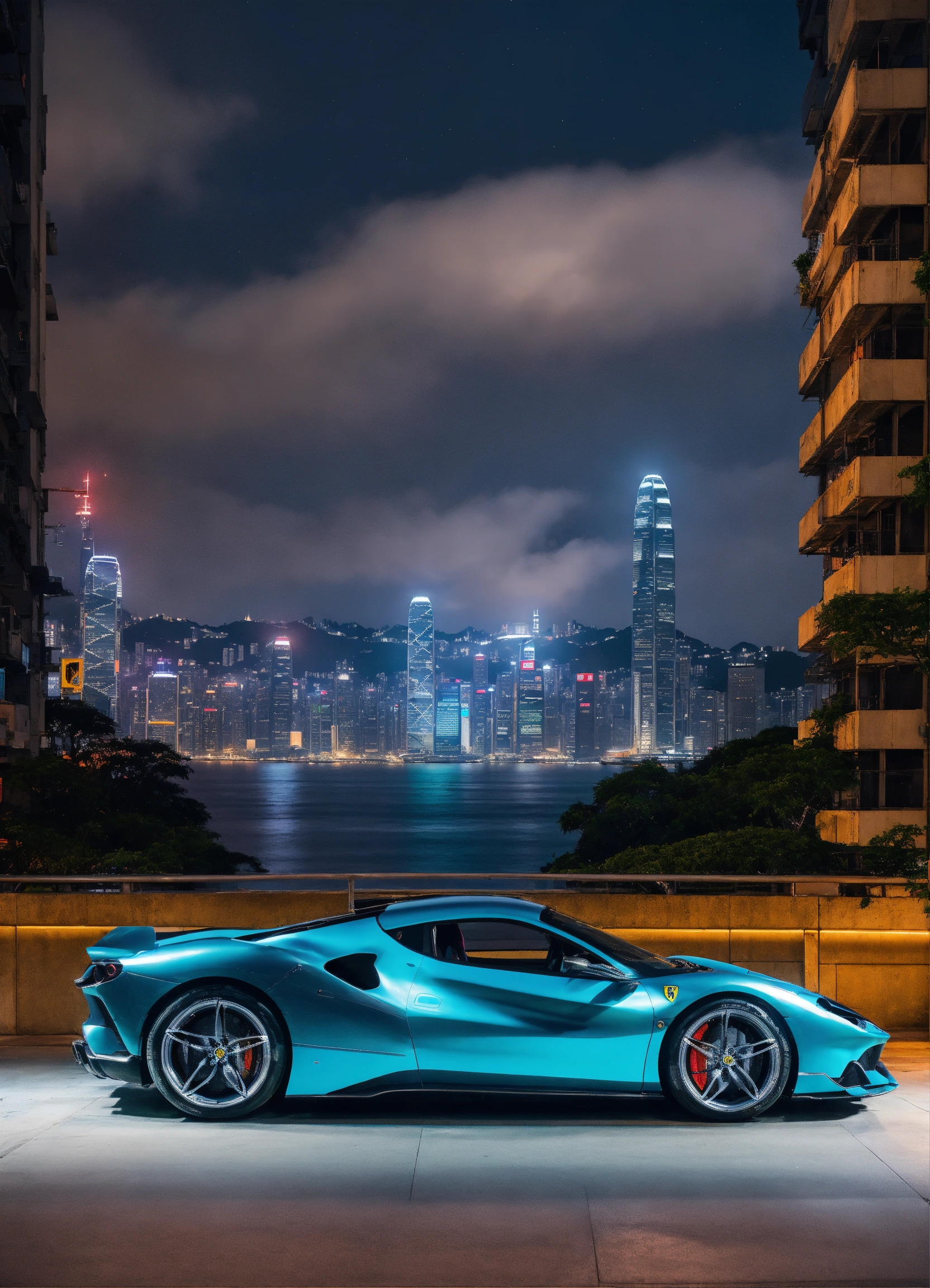 Lexica - 2023 Ferrari SF90 Stradale cyan, doors opened, metallic ...
