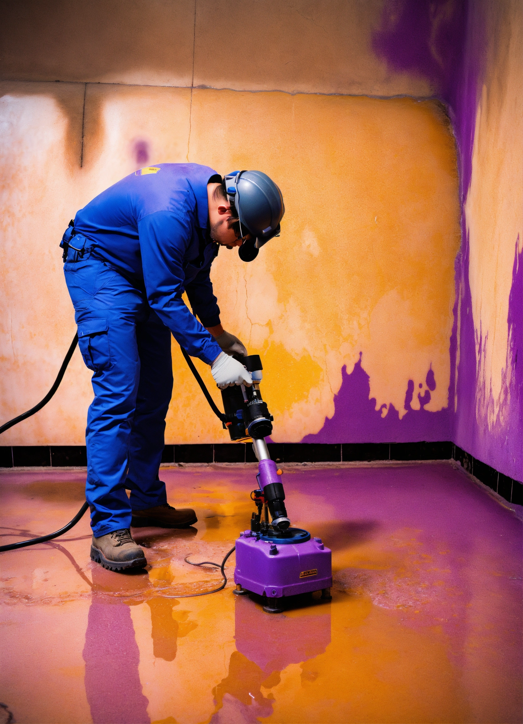 Lexica - Purple color plumber using specialized equipment, such as a ...