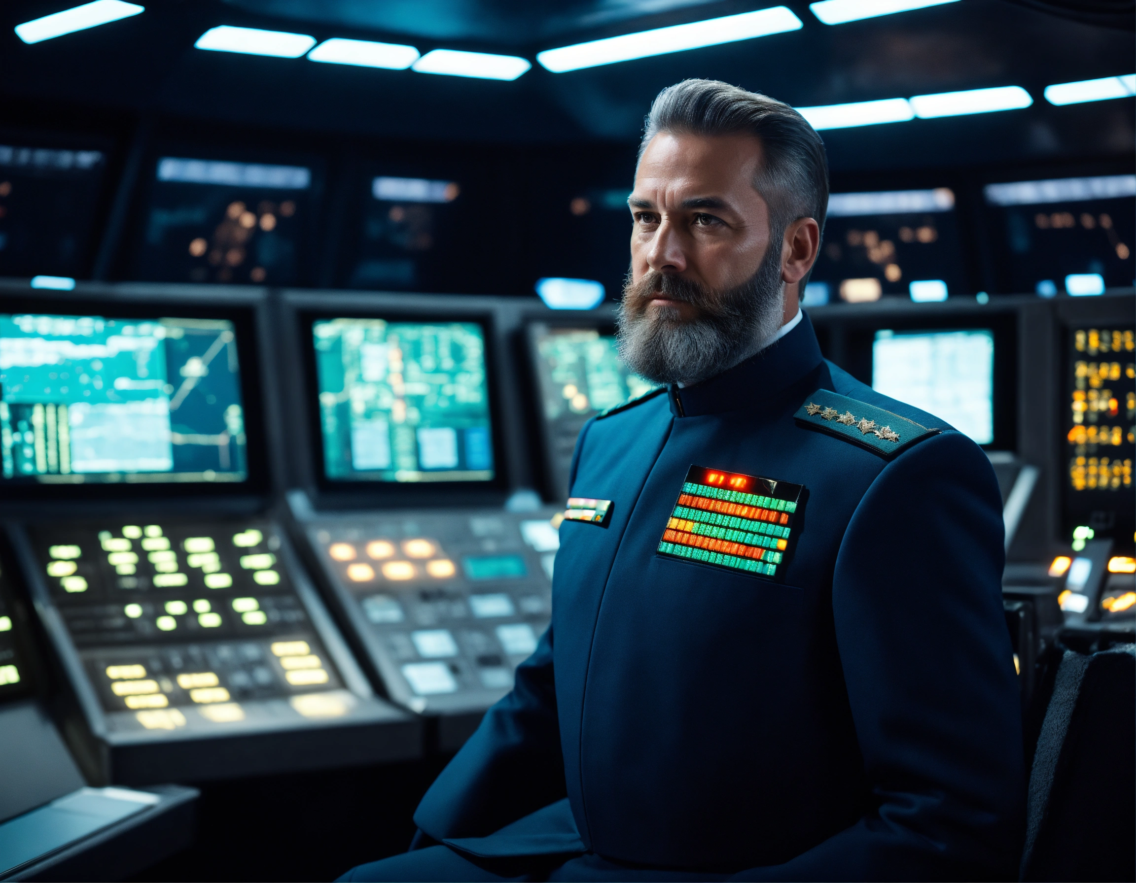 Lexica - 50 year old masculine star commander with sleek uniform and ...