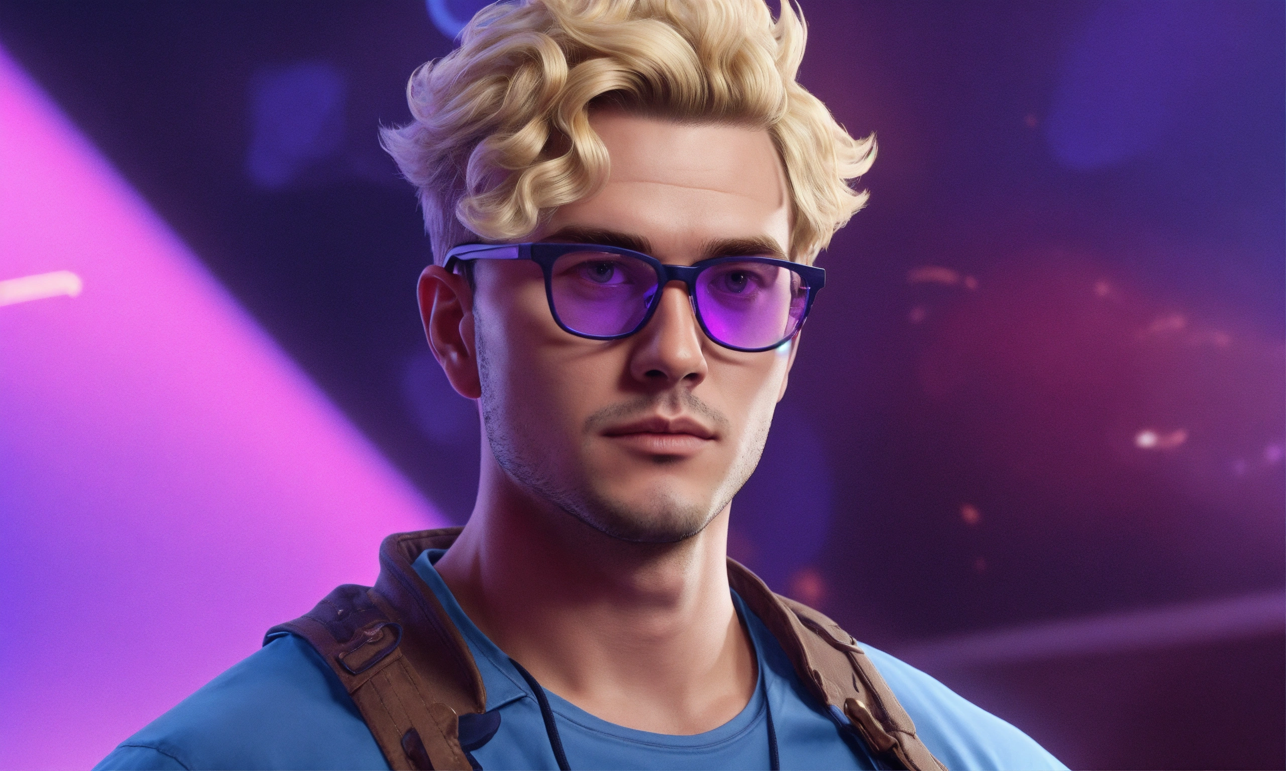 Lexica - A male gaming streamer, blonde hair, clean shaved, short wavy ...