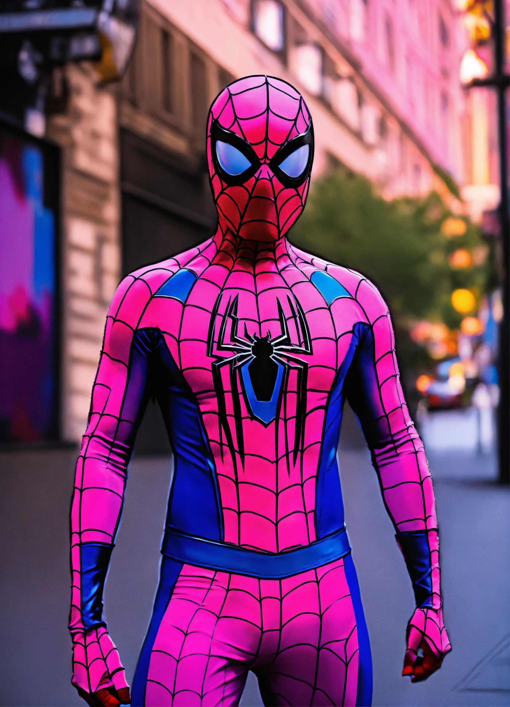 Lexica - Spider-man outfit, pink and purple theme, comic styled