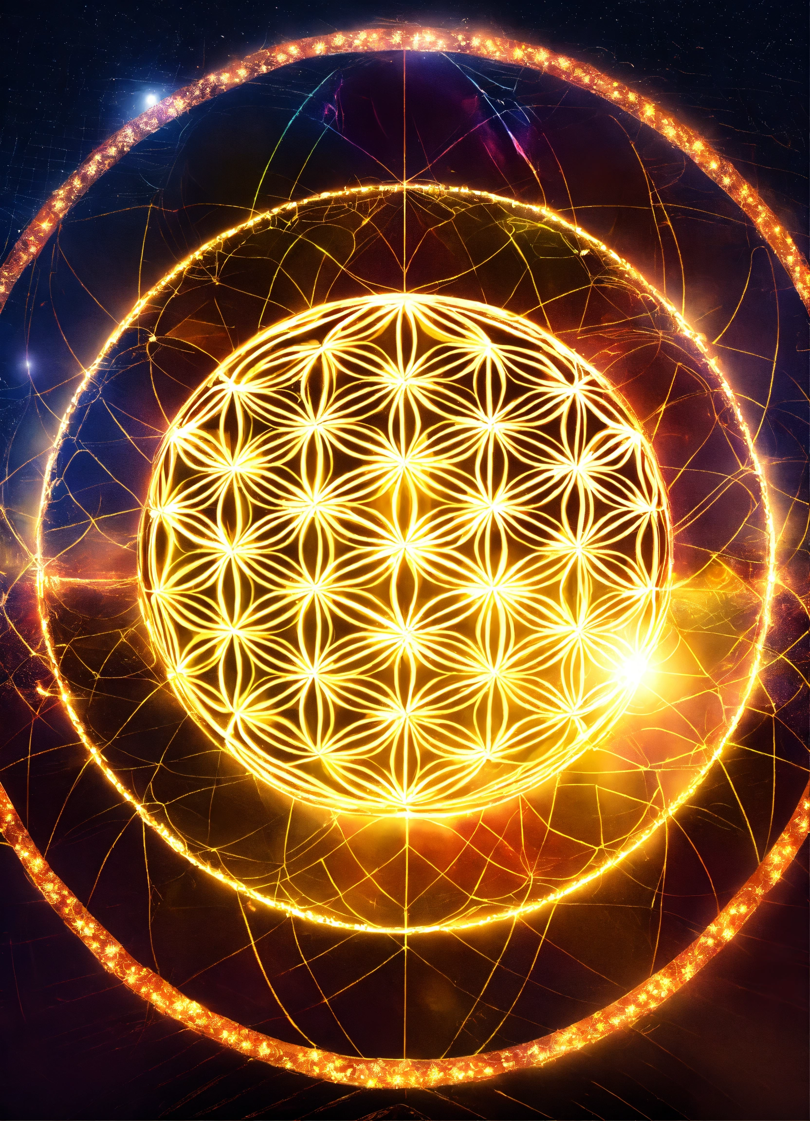 Lexica - Light grid with the flower of life, bright light around the ...