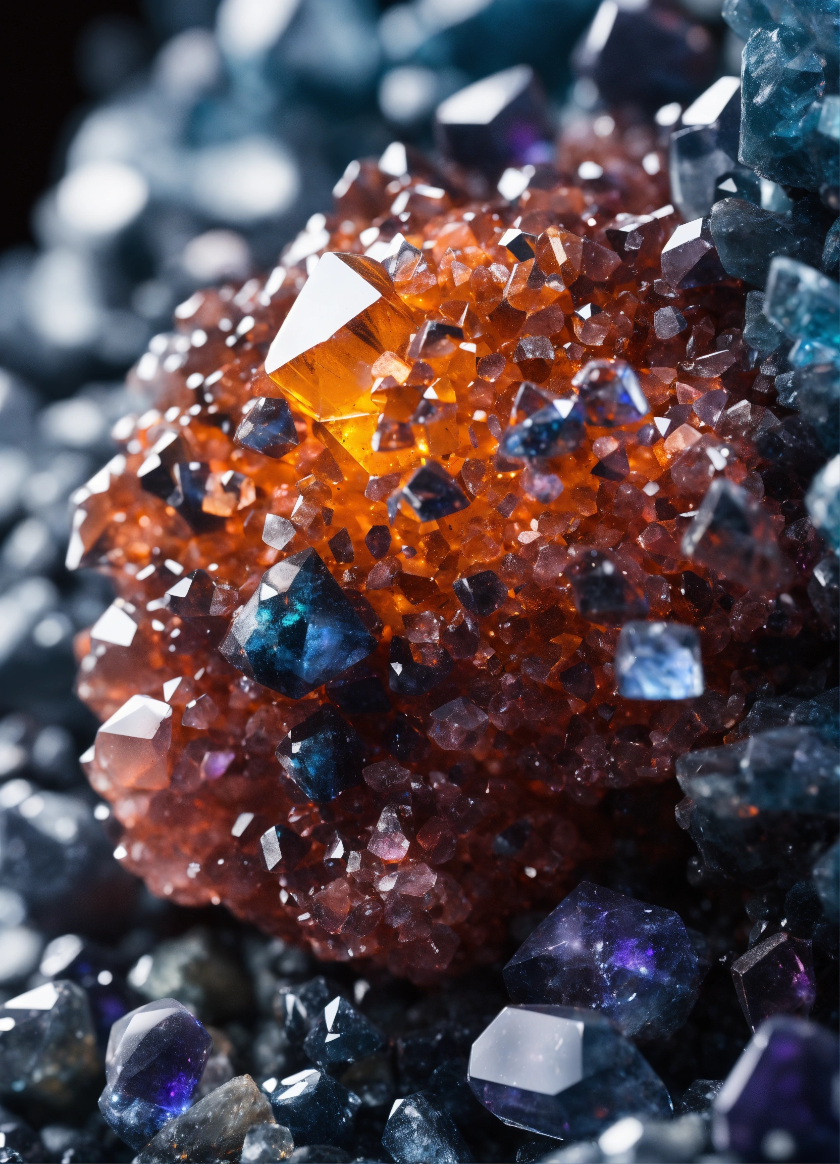 Lexica - A close-up view of a Merlinite crystal in 4k ultra hd