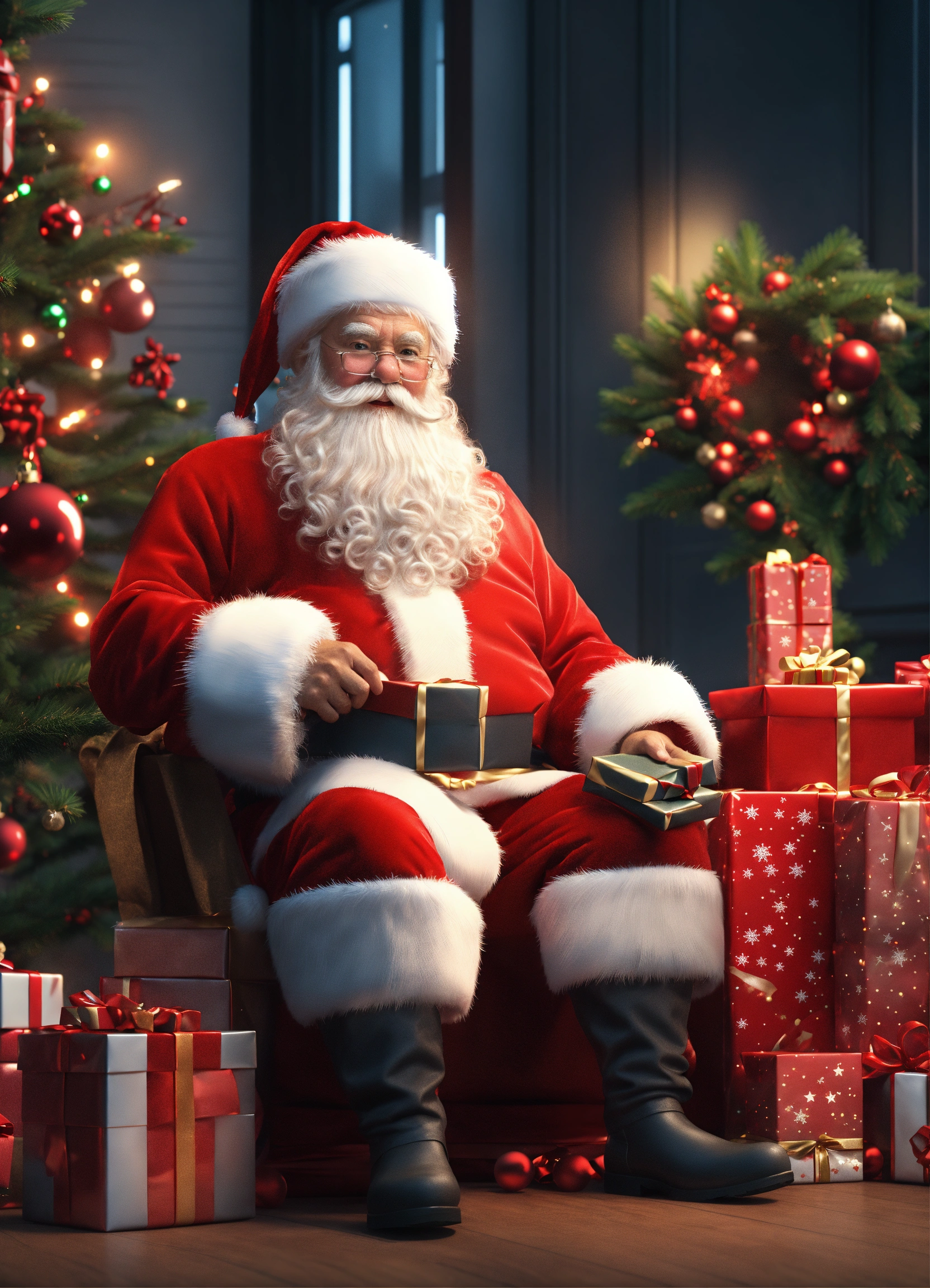 Lexica - 3d realistic sharp Santa Claus during Christmas.8k with ...