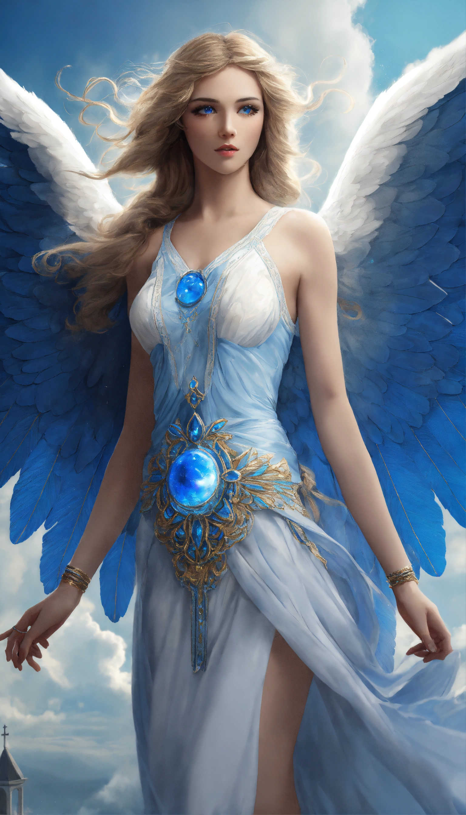 Lexica - Beautiful and perfect guardian angel with defined blue wings ...