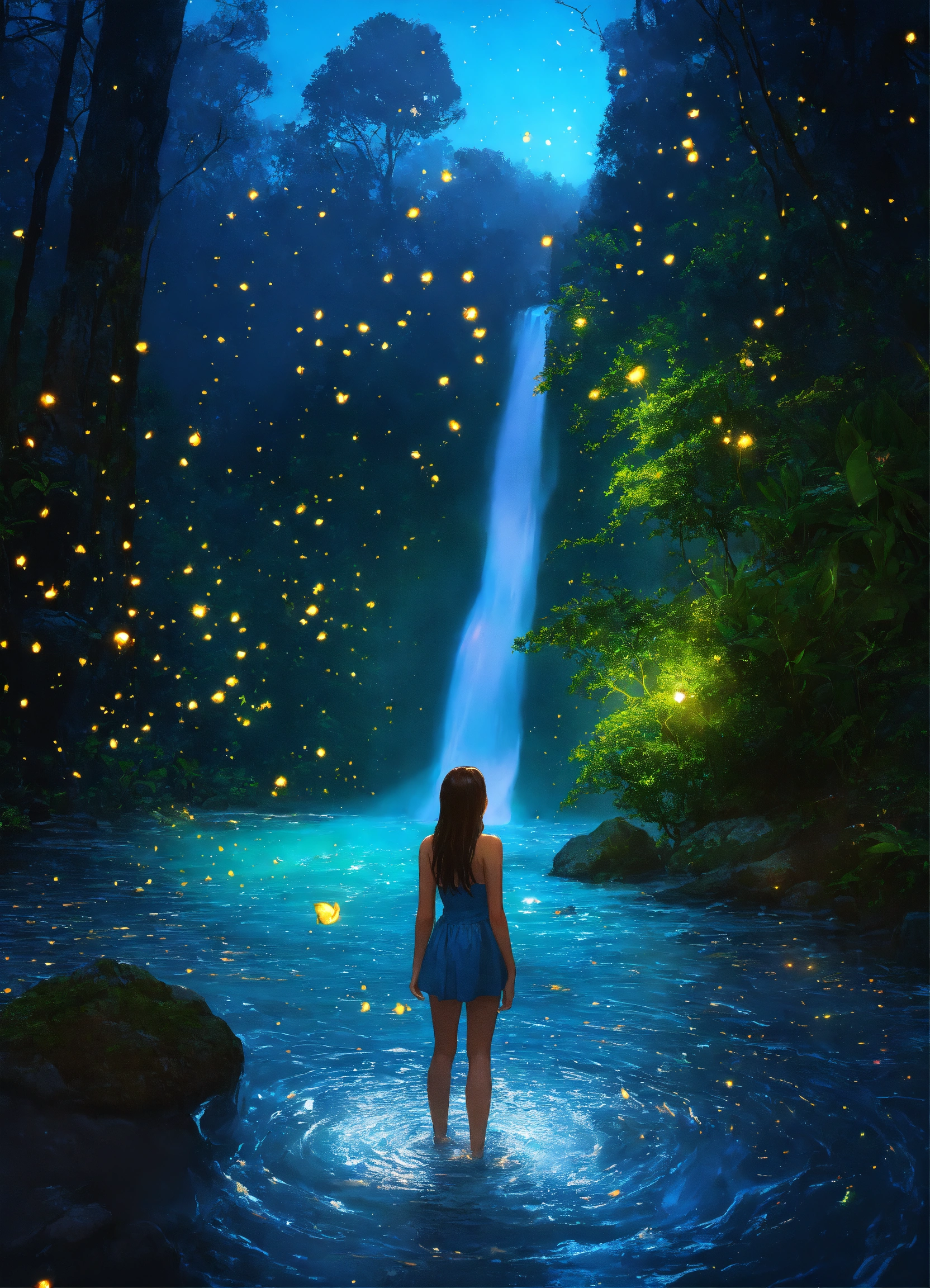 Lexica - Photo of Nayade splashing in an enchanted sparkling rainforest ...