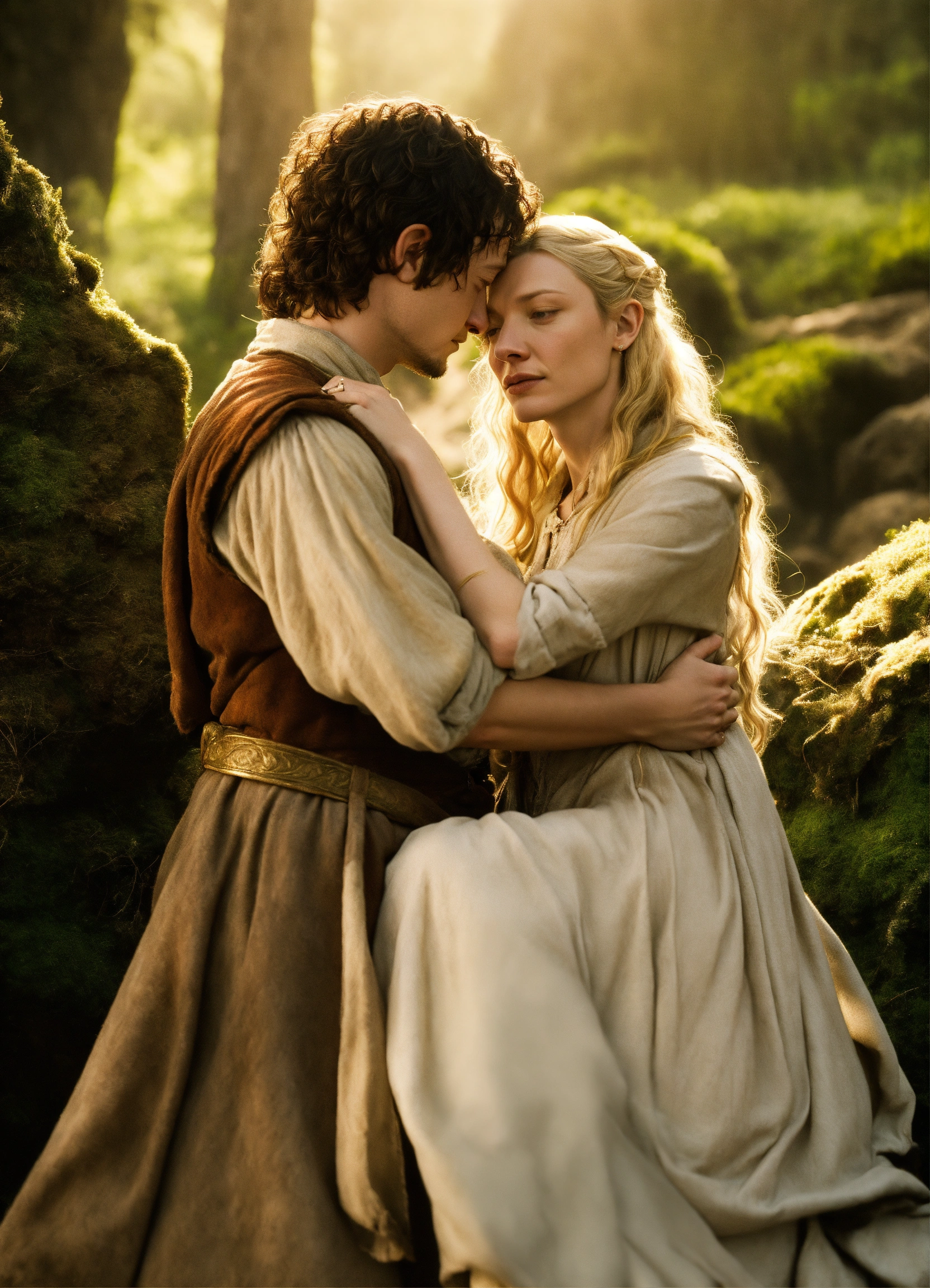 Lexica - Elijah wood as frodo is hugging kate Blanchett as galadriel