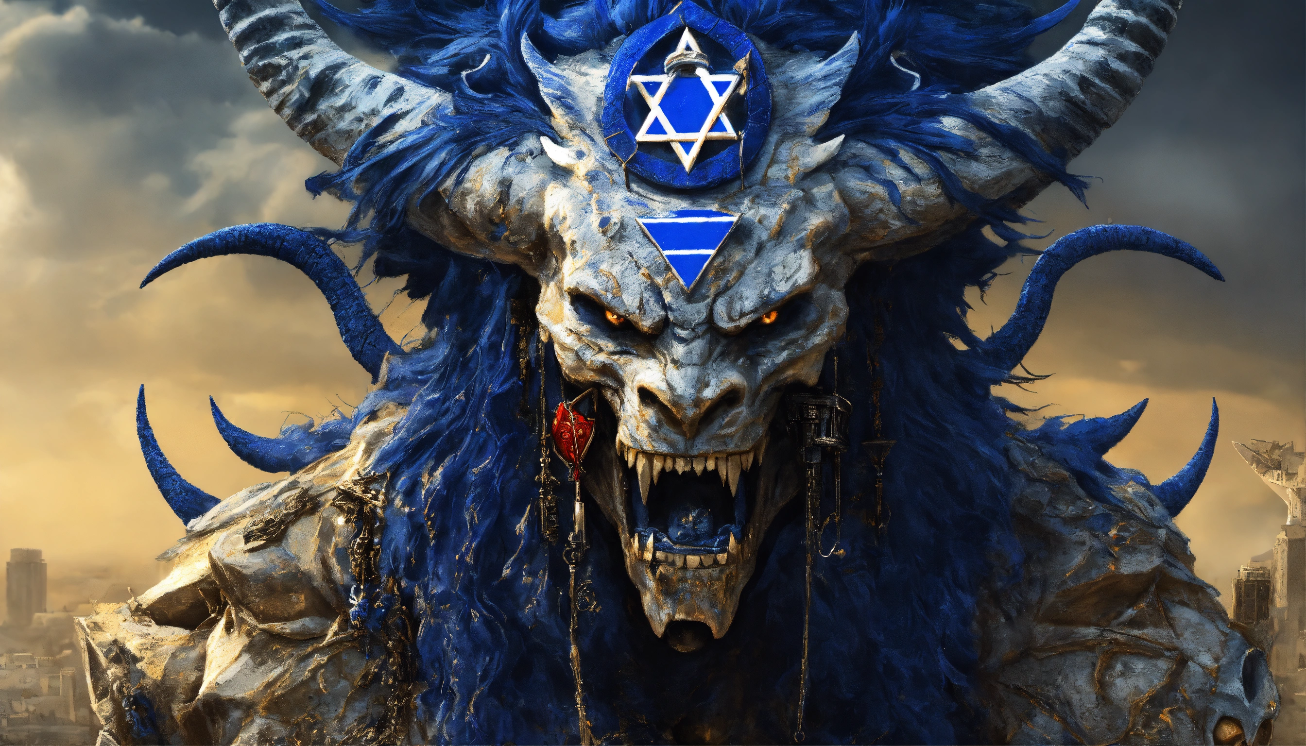 Lexica - Evil demonic Israel demon with an Israeli flag beast with an ...