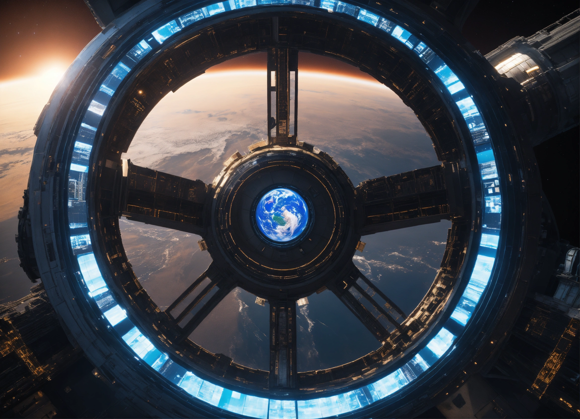 Lexica - A rounded space station wheel-shaped made of dark material ...