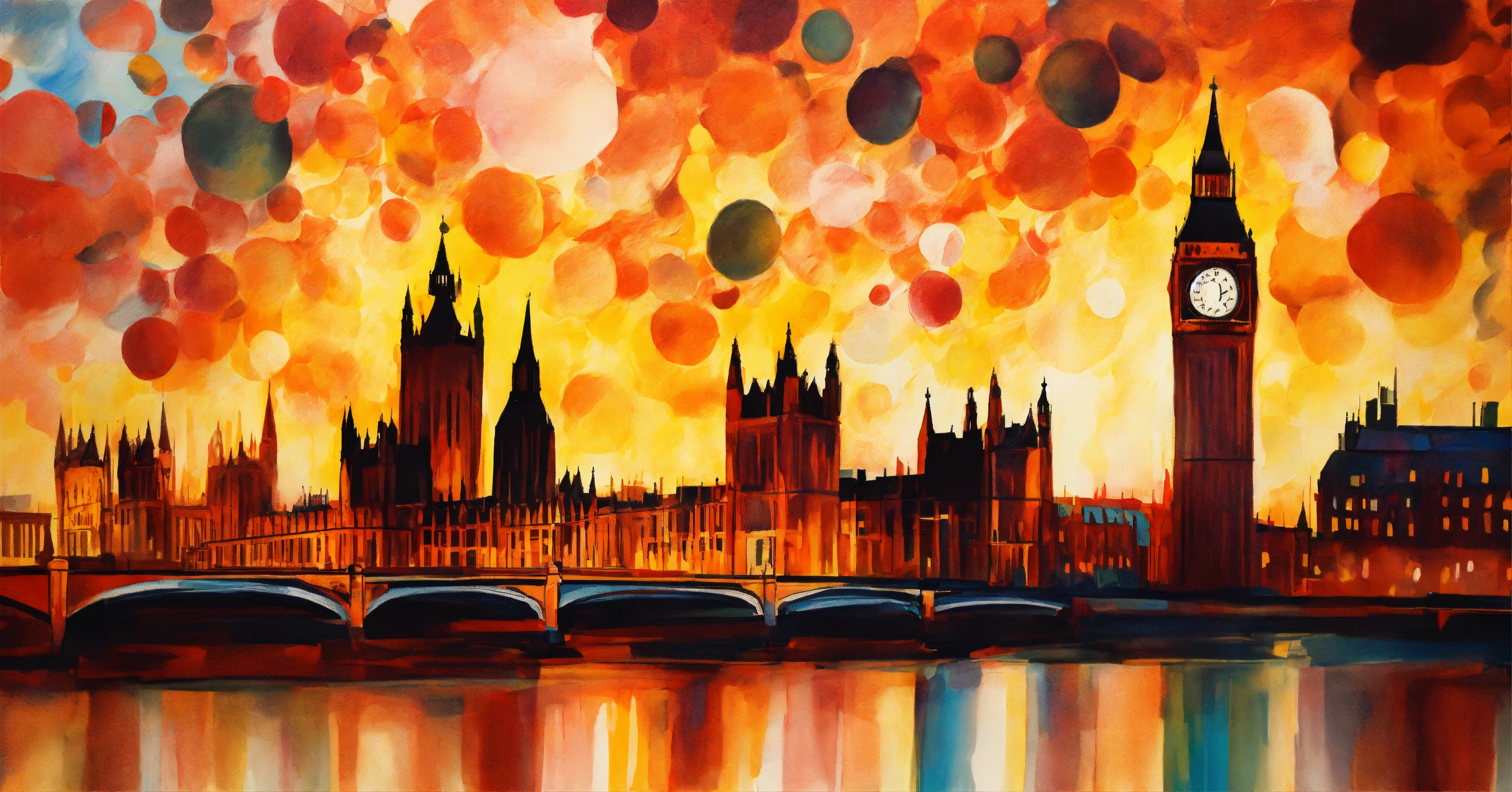 Lexica - Create a pencil drawing of London using abstract expressionism ...