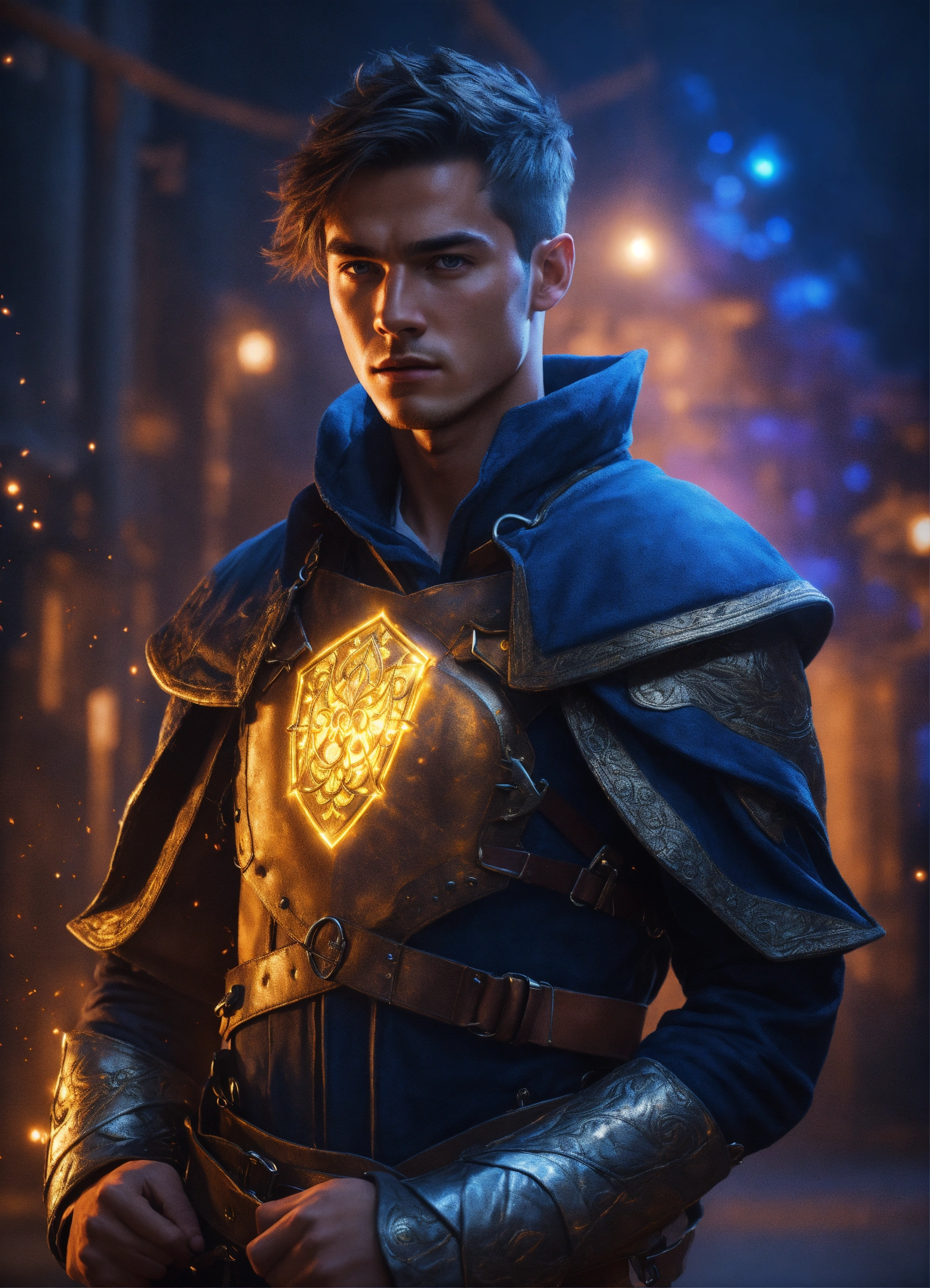 Lexica - A realistic full body portrait of a young male rogue, indigo ...