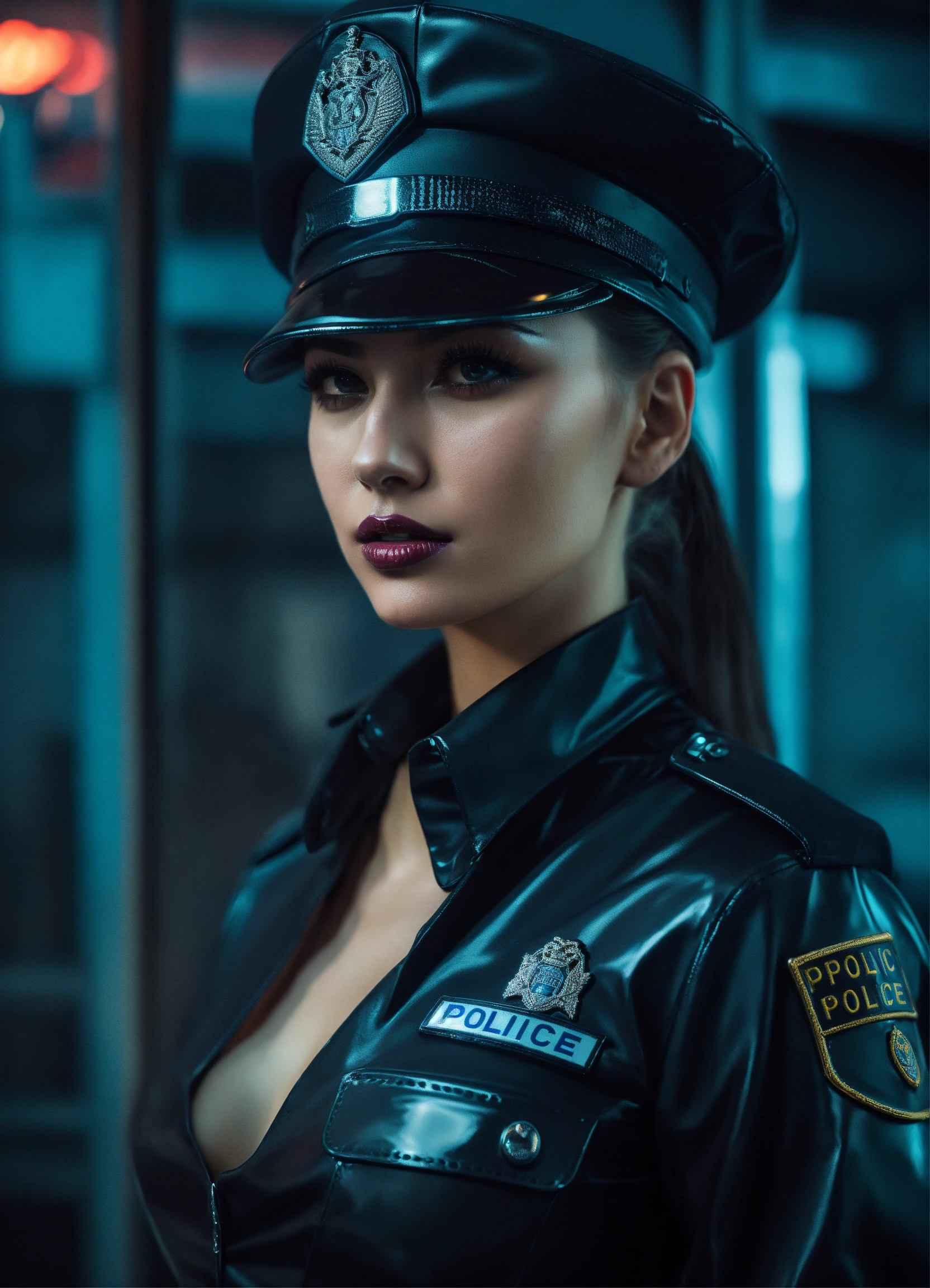 Lexica - Cyberpunk, stunning french seductress woman fashion model, straight high ponytail black ...