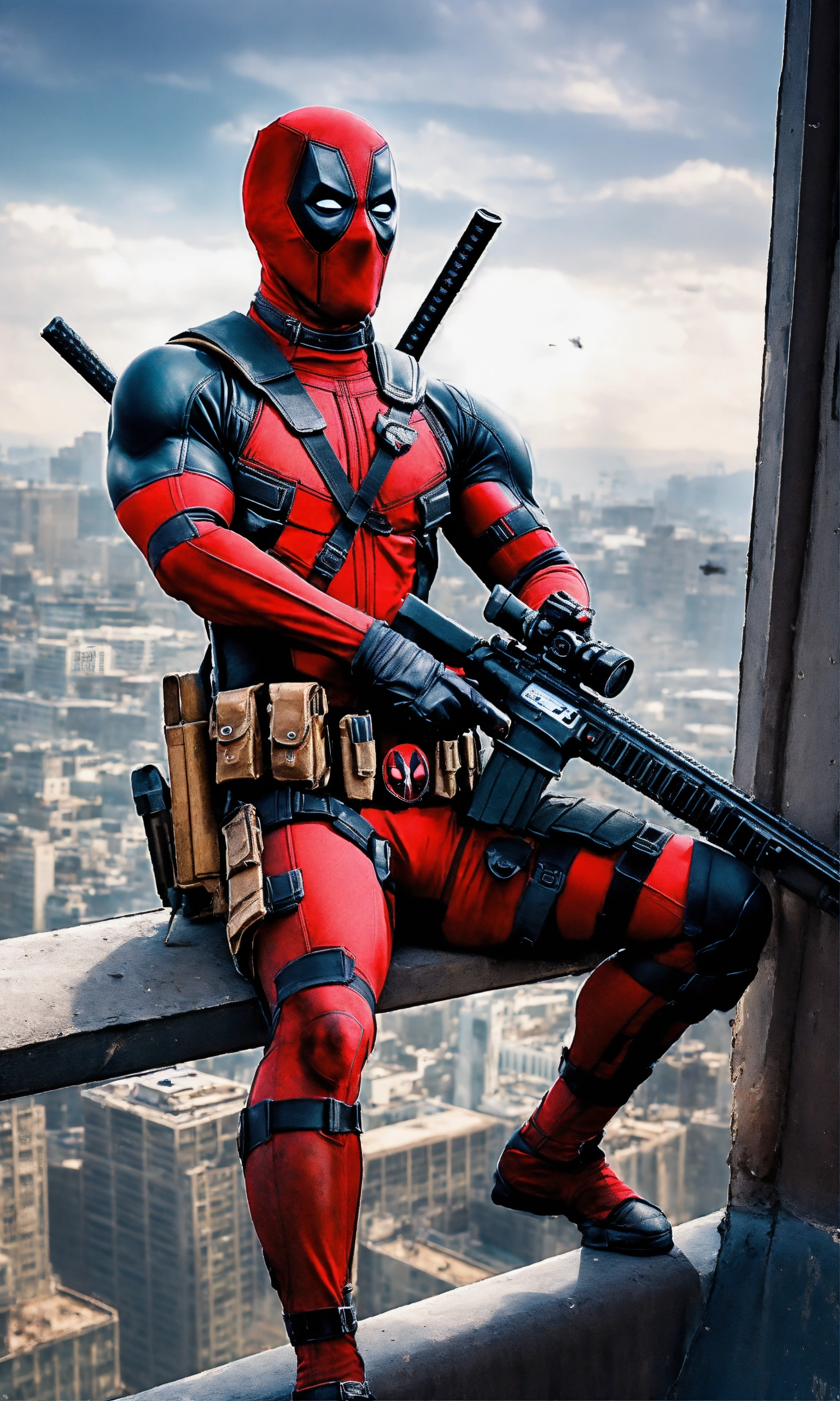 Lexica - Realistic, deadpool becomes a sniper, shooting on the top ...