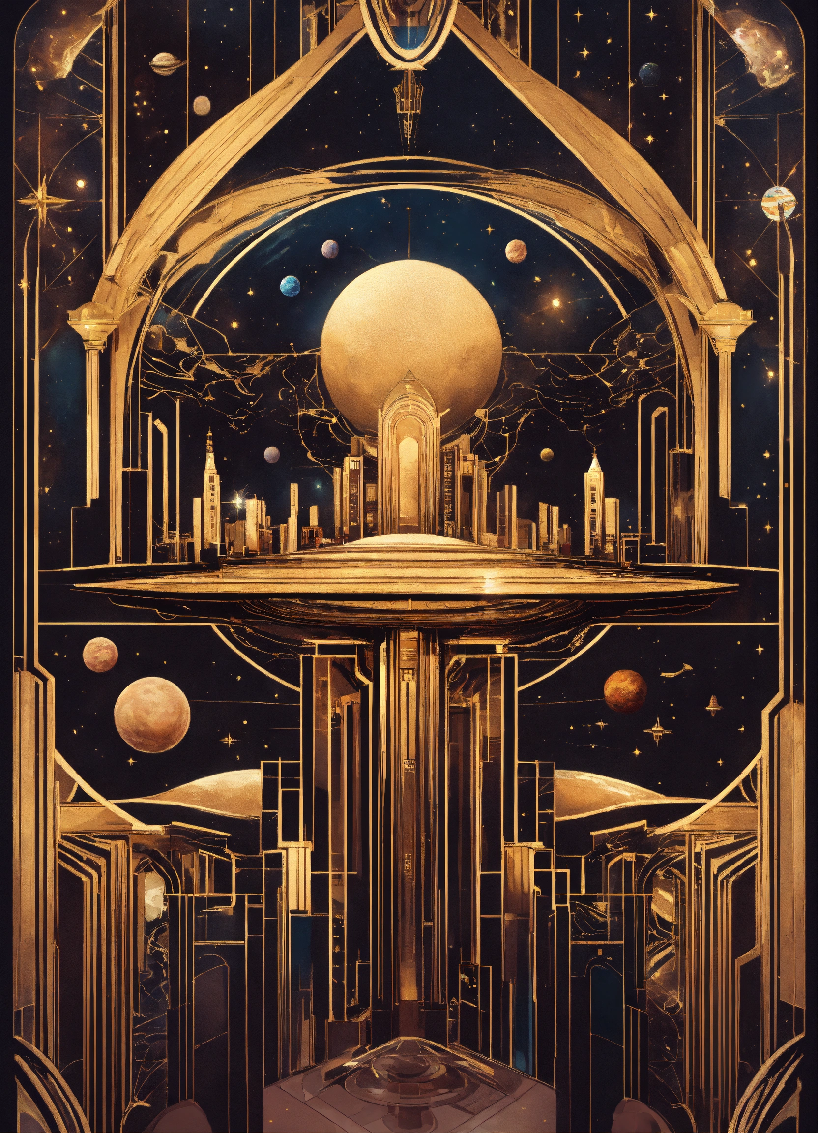 Lexica - Cosmic space, art deco style