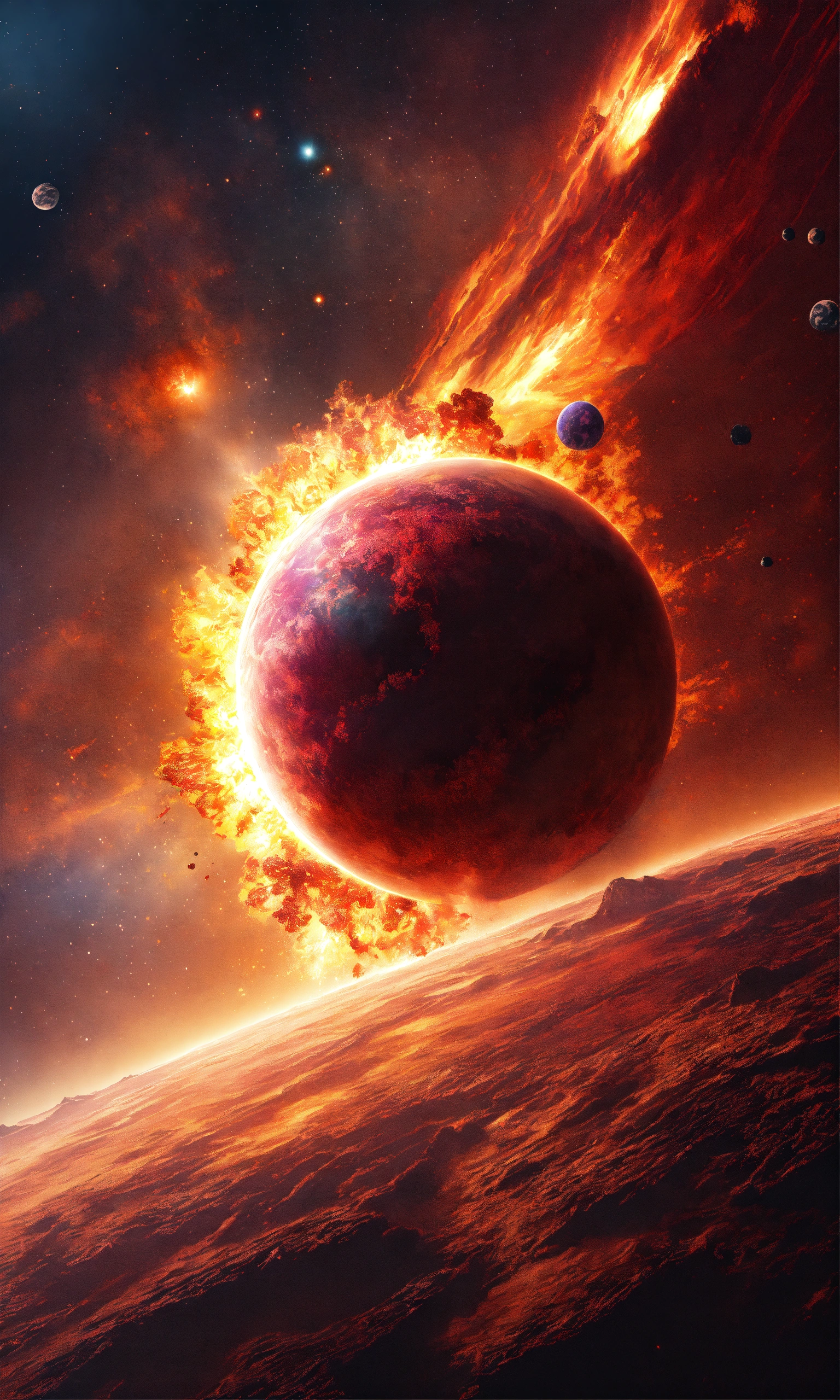 Lexica - Create a 4k digital art piece showing an unknown planet ...